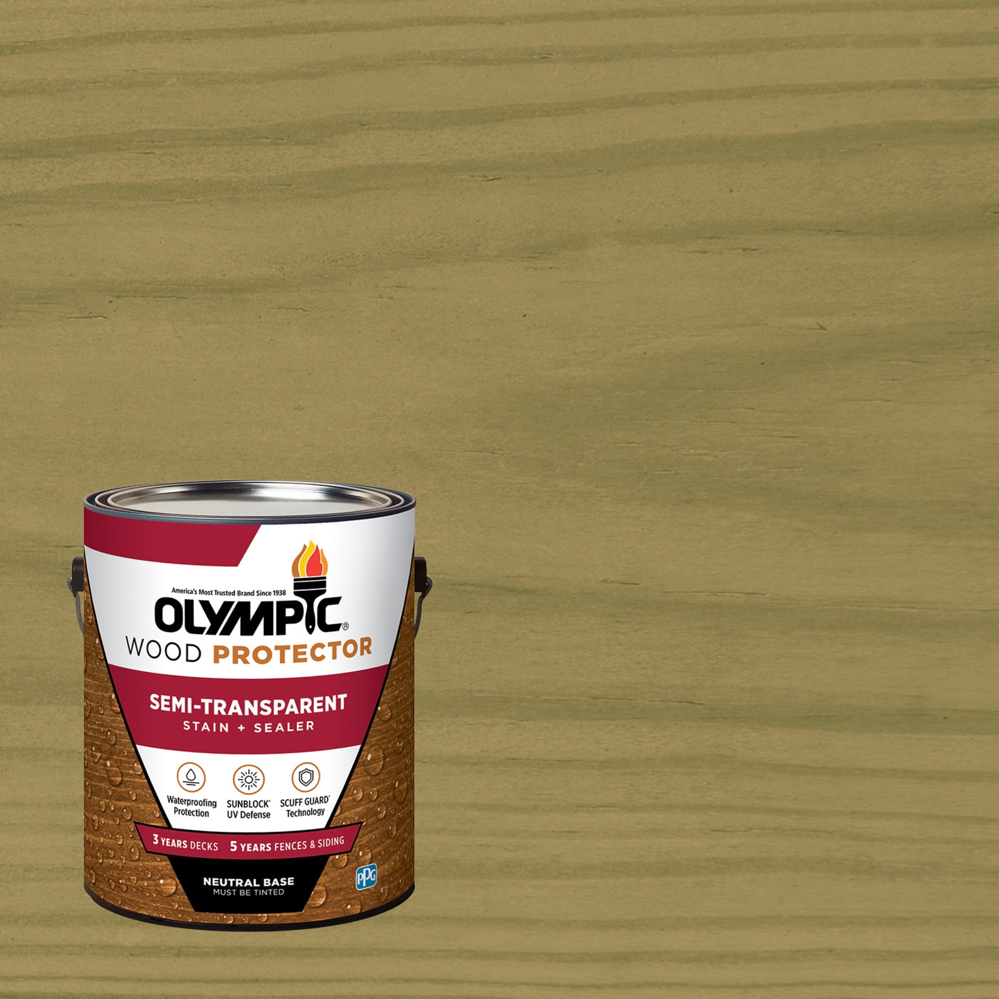 Olympic 1 Gallon ST-2018 Outside White Exterior Semi-Transparent Wood ...