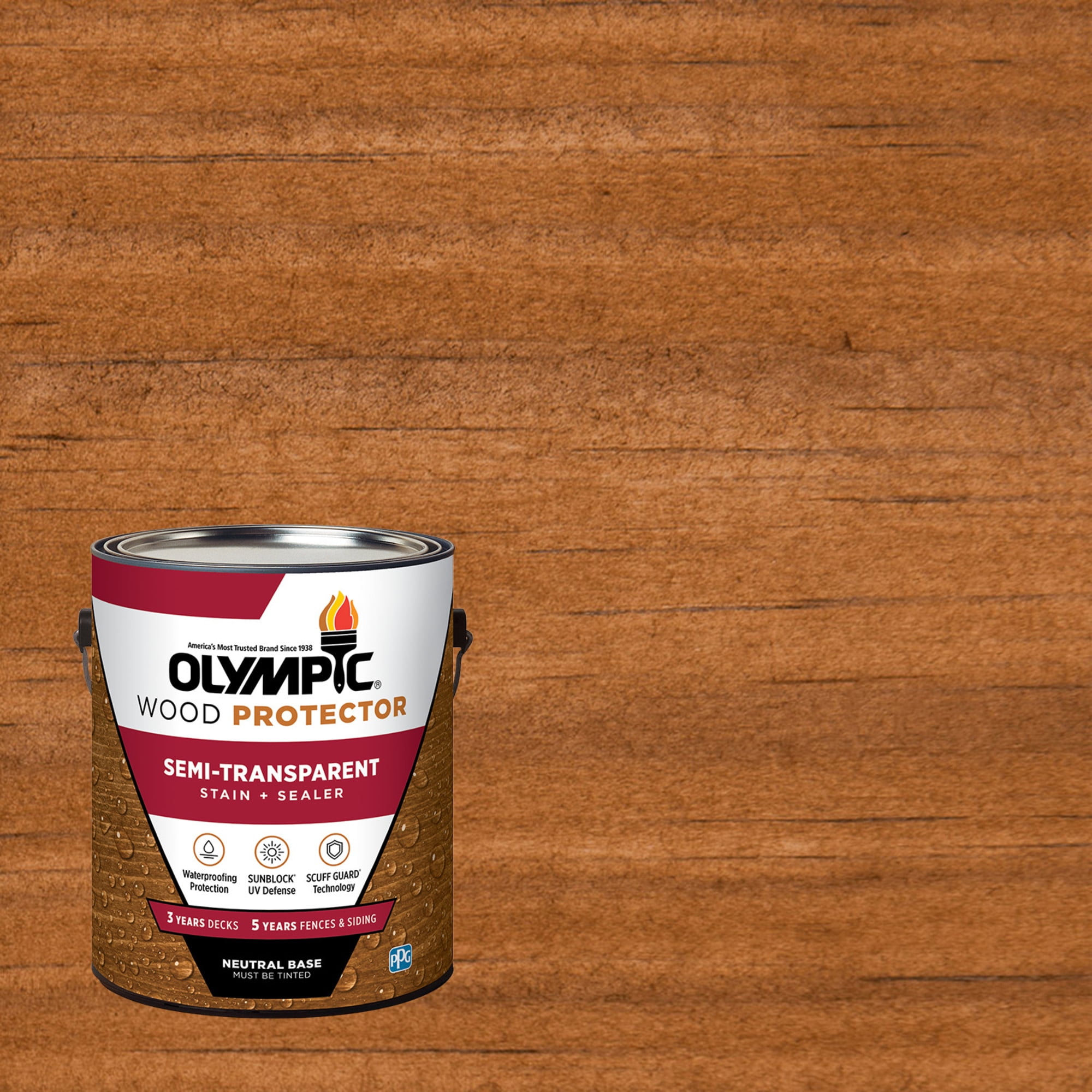 Olympic 1 Gallon Rustic Cedar Exterior Semi-Transparent Waterproof Deck ...