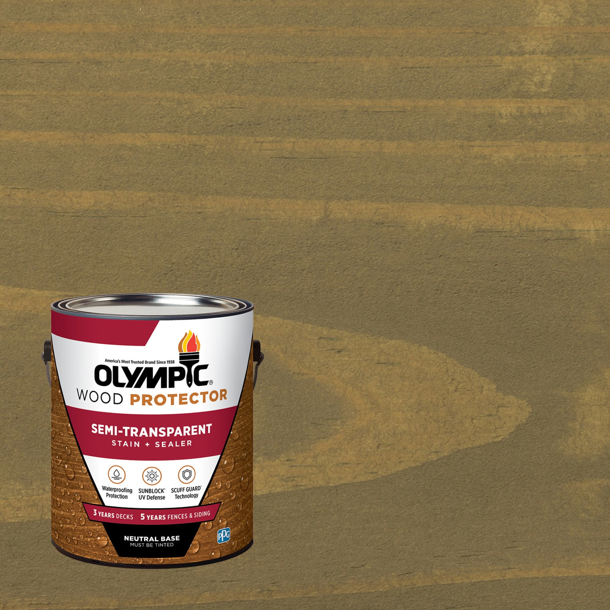 Olympic 1 Gallon ST-2025 Storm Gray Exterior Semi-Transparent Wood ...