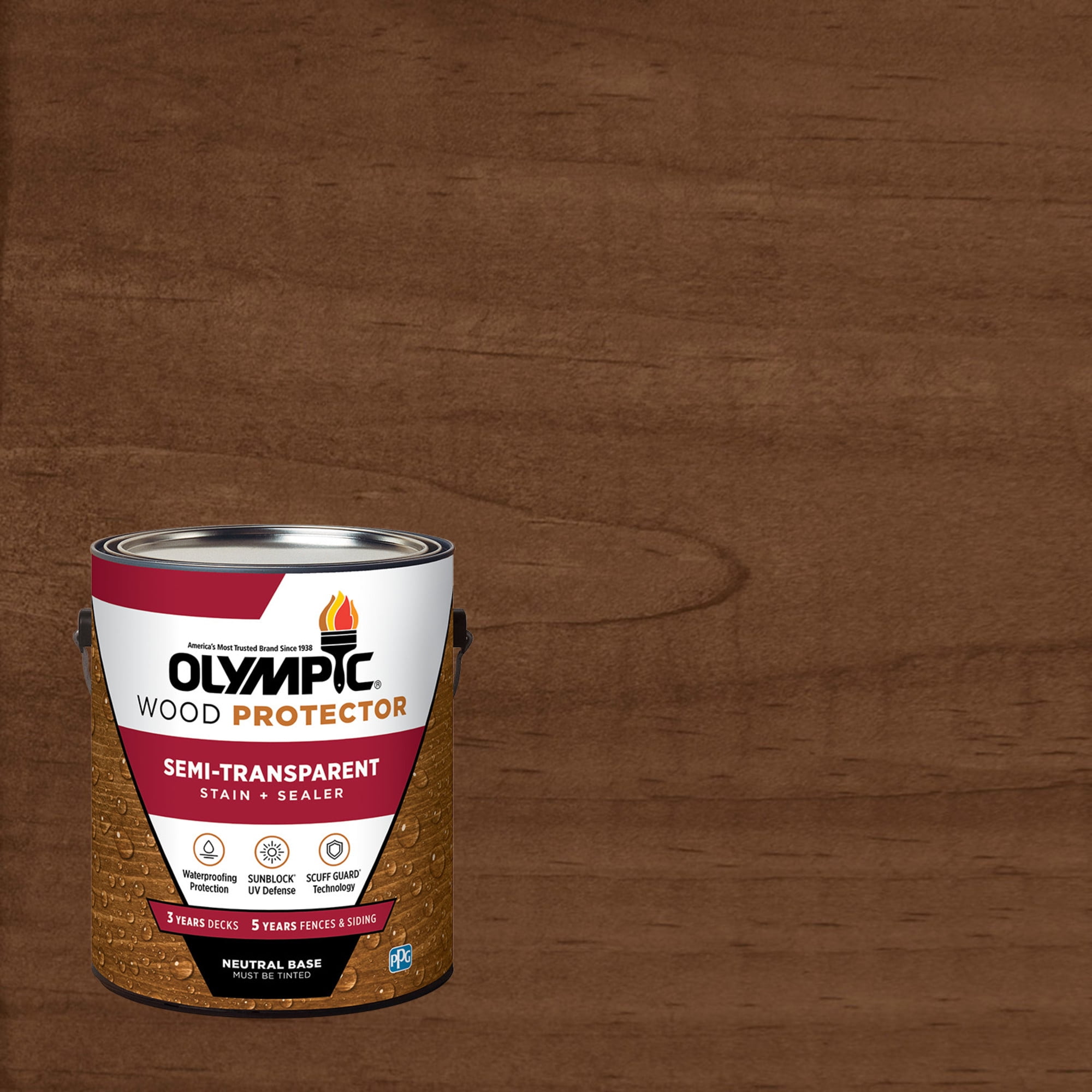 Olympic 1 Gallon ST-2029 Walnut Exterior Semi-Transparent Wood ...