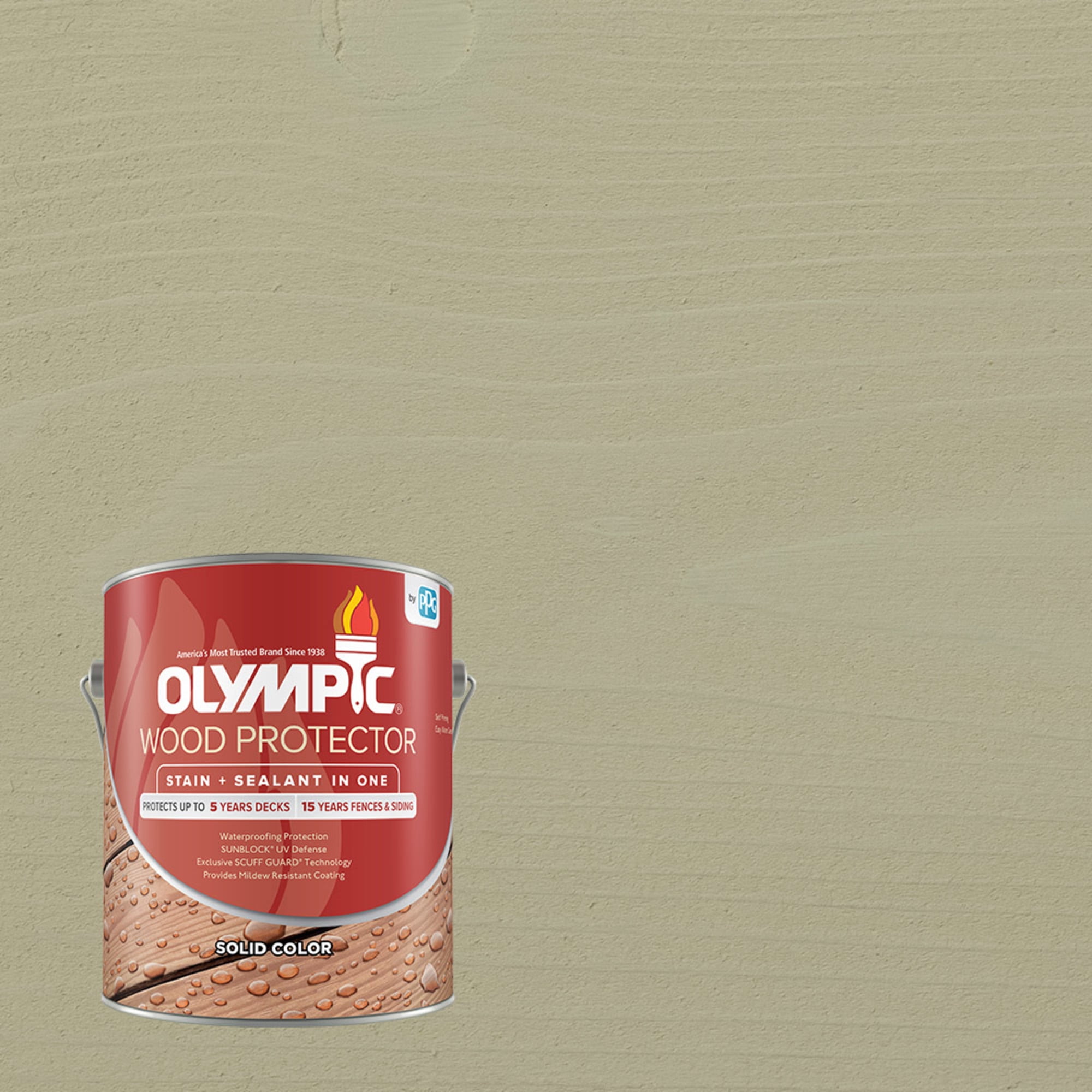 Olympic 1 Gallon SC-1032 Fog Exterior Solid Wood Protector Stain Plus ...