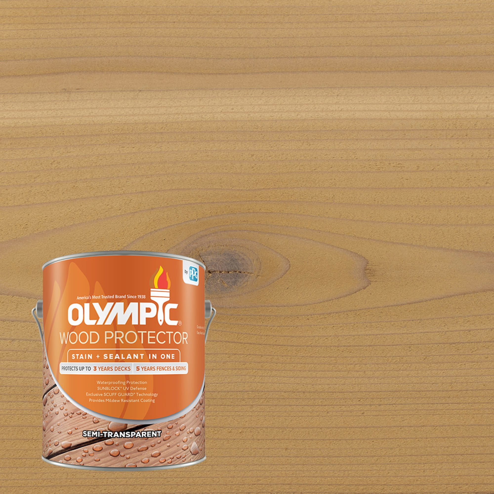 Olympic 1 Gallon ST-2018 Outside White Exterior Semi-Transparent Wood ...