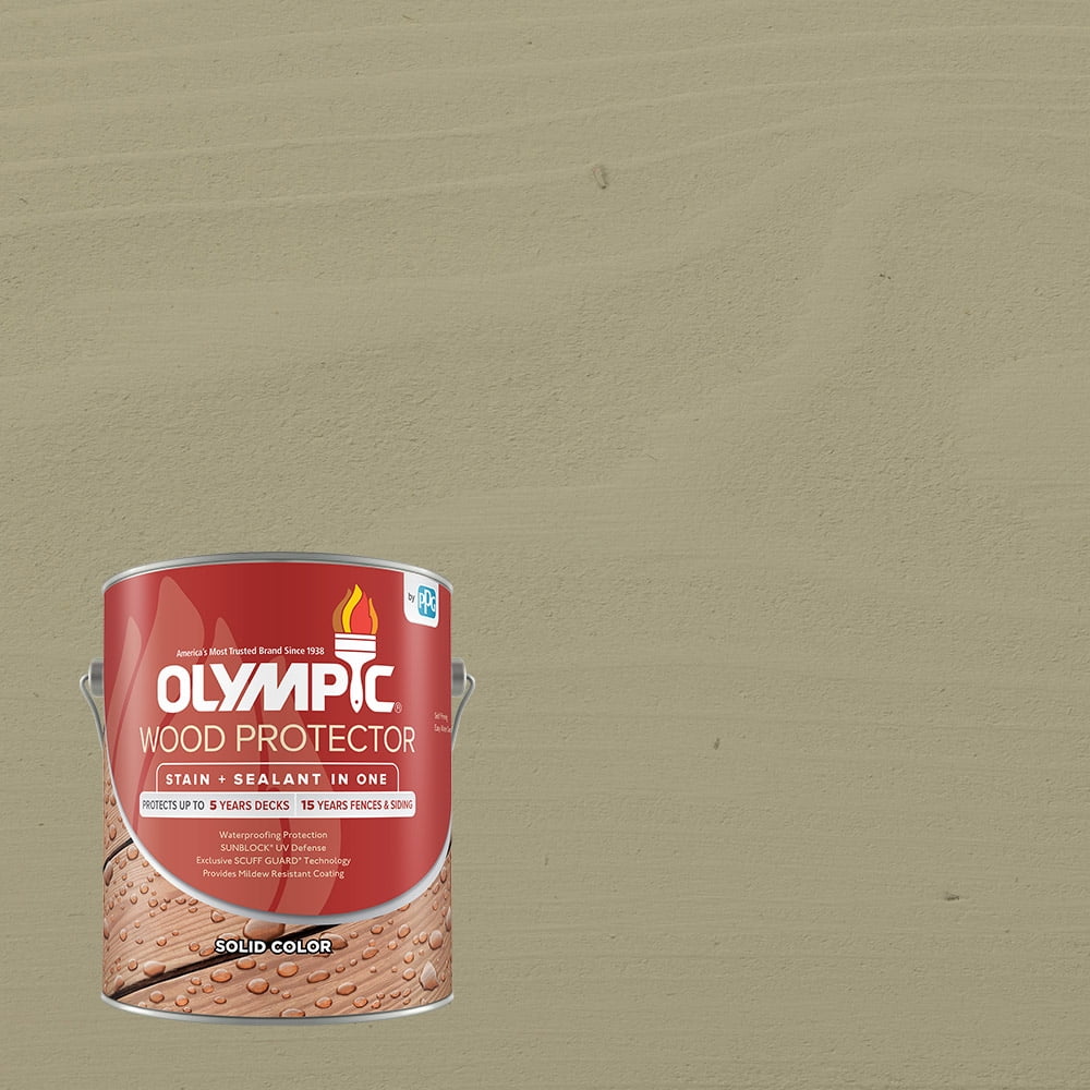 Olympic 1 gal. Vanilla Bean Exterior Solid Wood Protector Stain Plus Sealer in One - Walmart.com