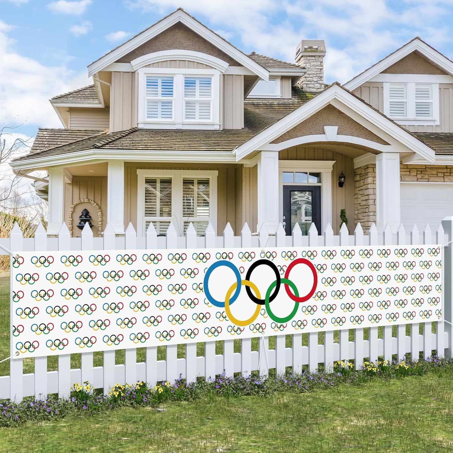 Olympic Banner XXLARGE 118"x20" Rings Games International Sports Theme ...