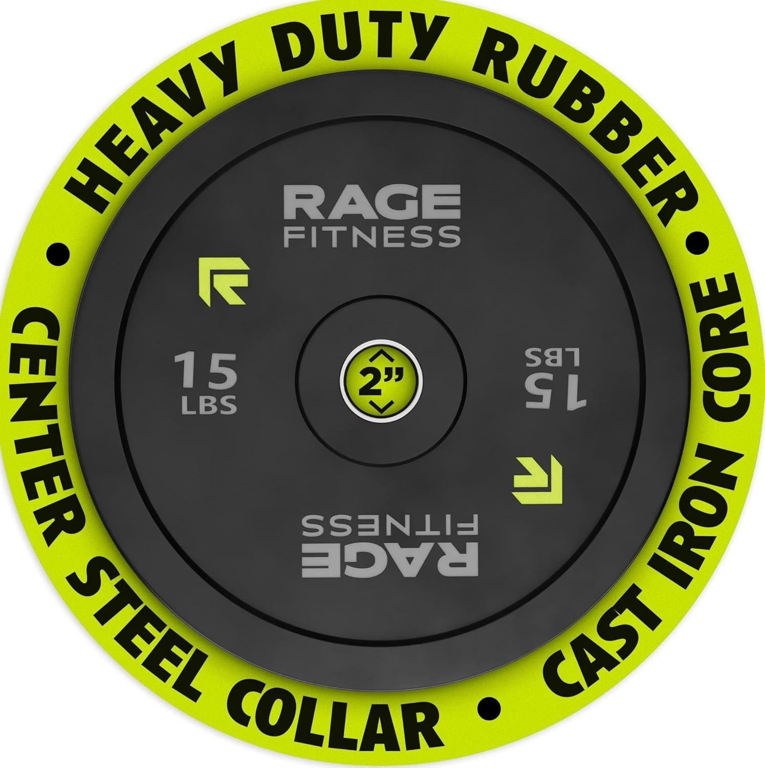 Olympic Bumper Plates, Rubber Formula With Steel Insert (10lb, 15lb ...