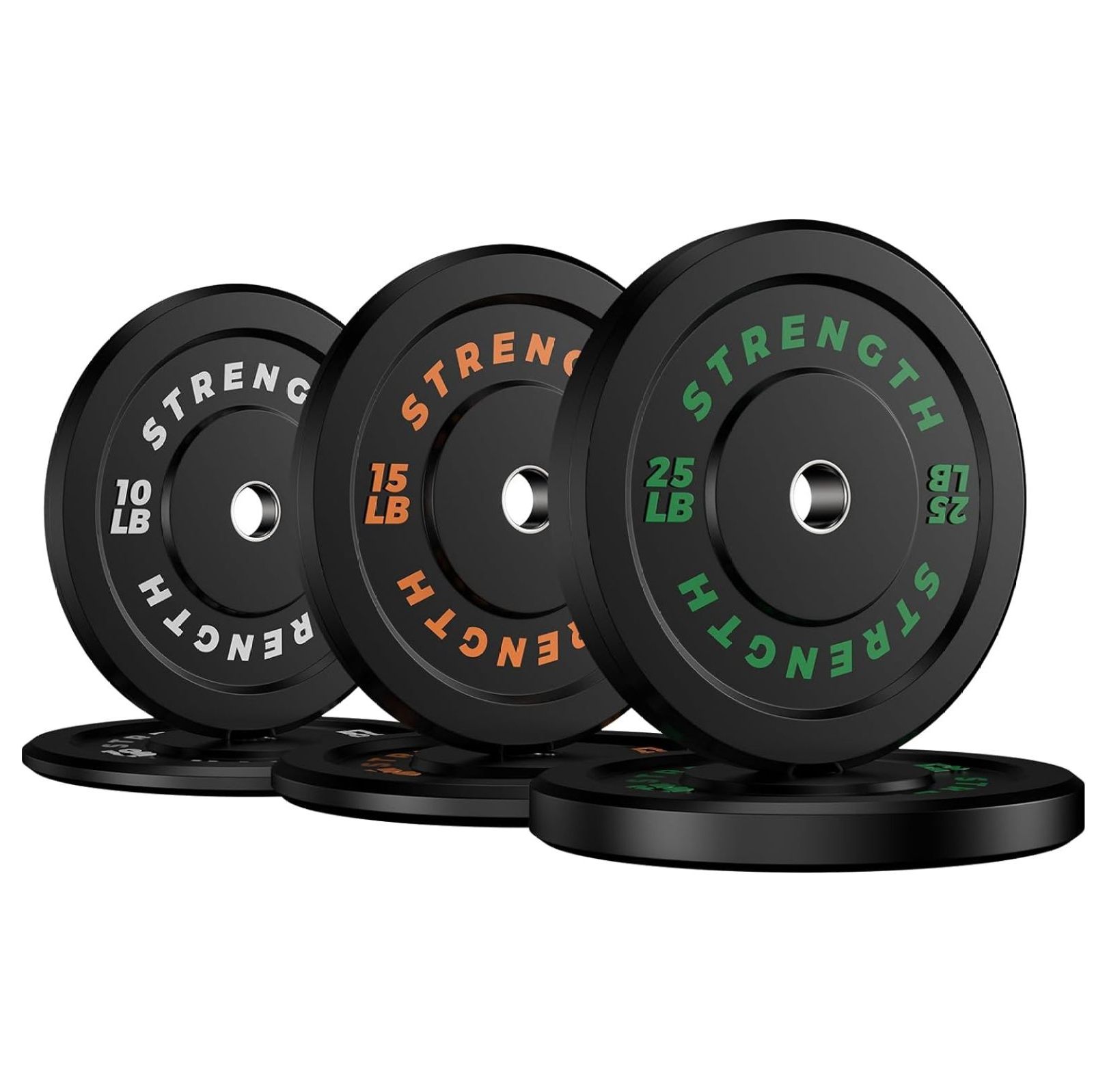 Olympic Bumper Plates Set - Virgin Rubber Weights for Strength Training ...