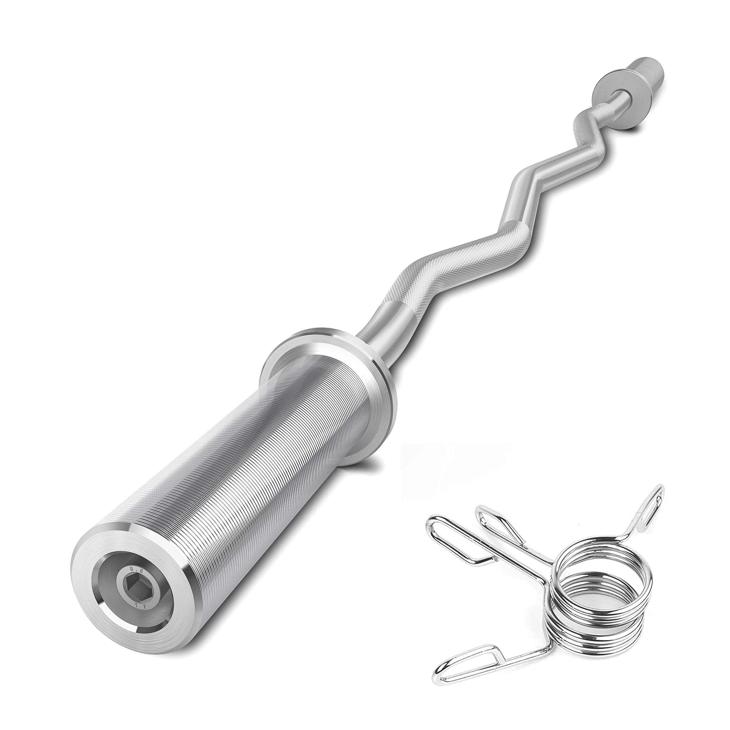 "LAVVON Olympic EZ Curl Barbell Bar 47"" for Weight Lifting, Easy Set ...