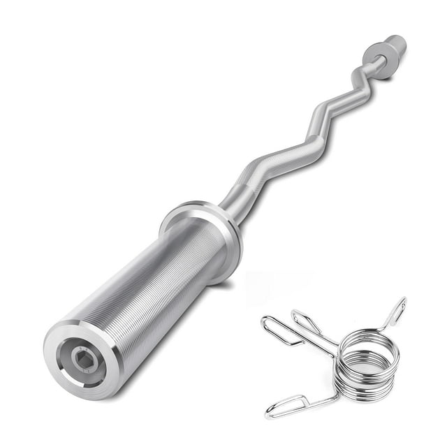 "LAVVON Olympic EZ Curl Barbell Bar 47"" for Weight Lifting, Easy Set ...