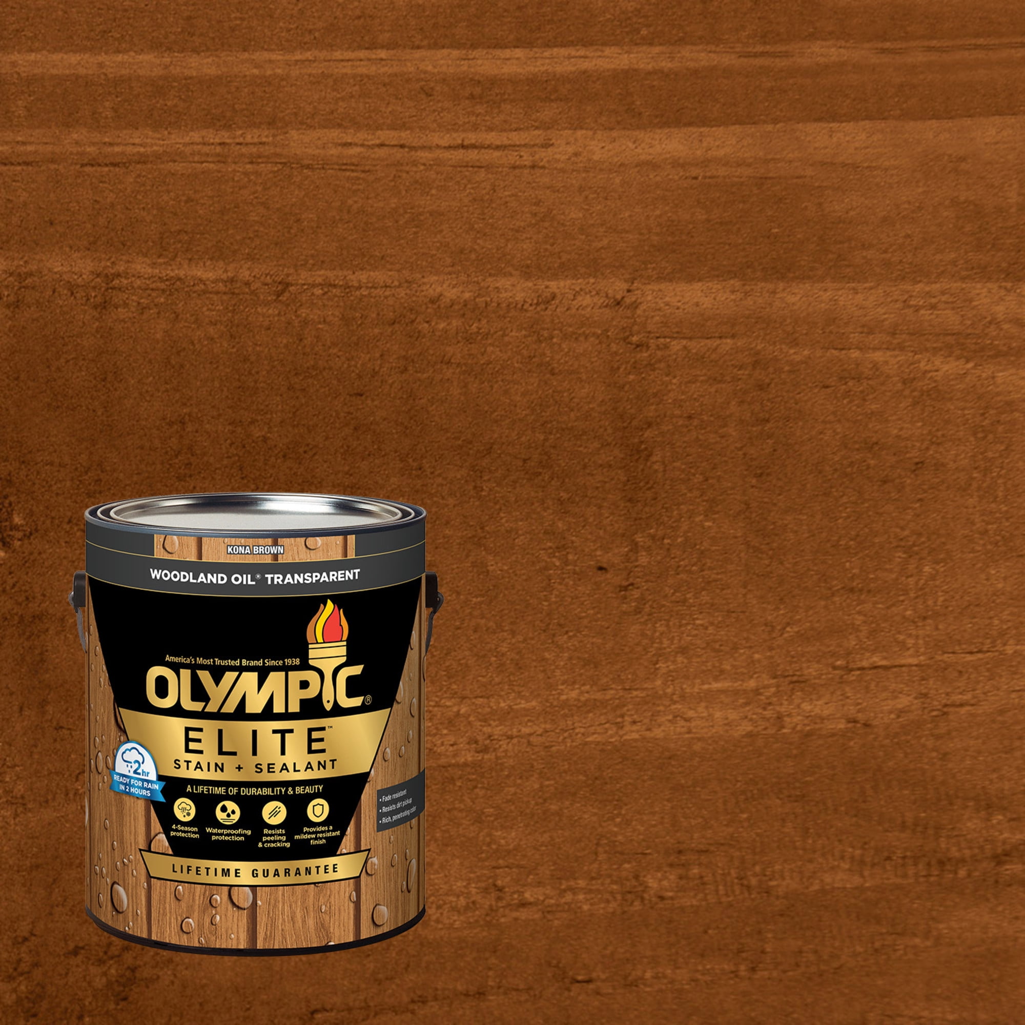 Olympic Elite 1 Gallon Kona Brown Woodland Oil Transparent Stain and ...