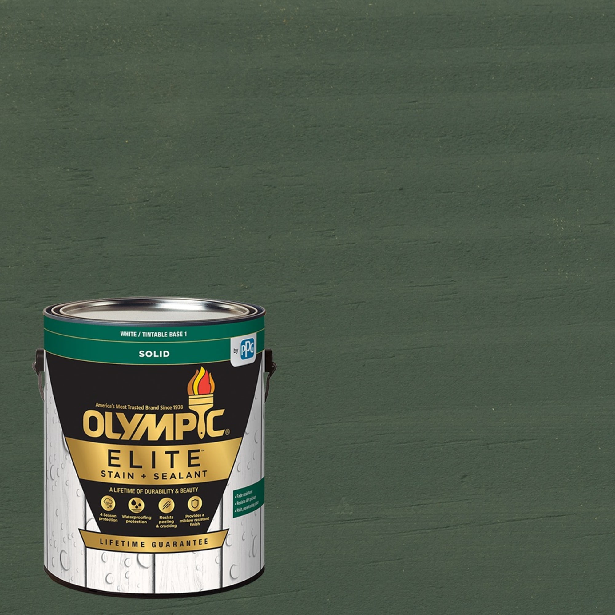 Olympic Elite 1 Gallon SC-1068 Rocky Gray Solid Advanced Exterior Stain ...