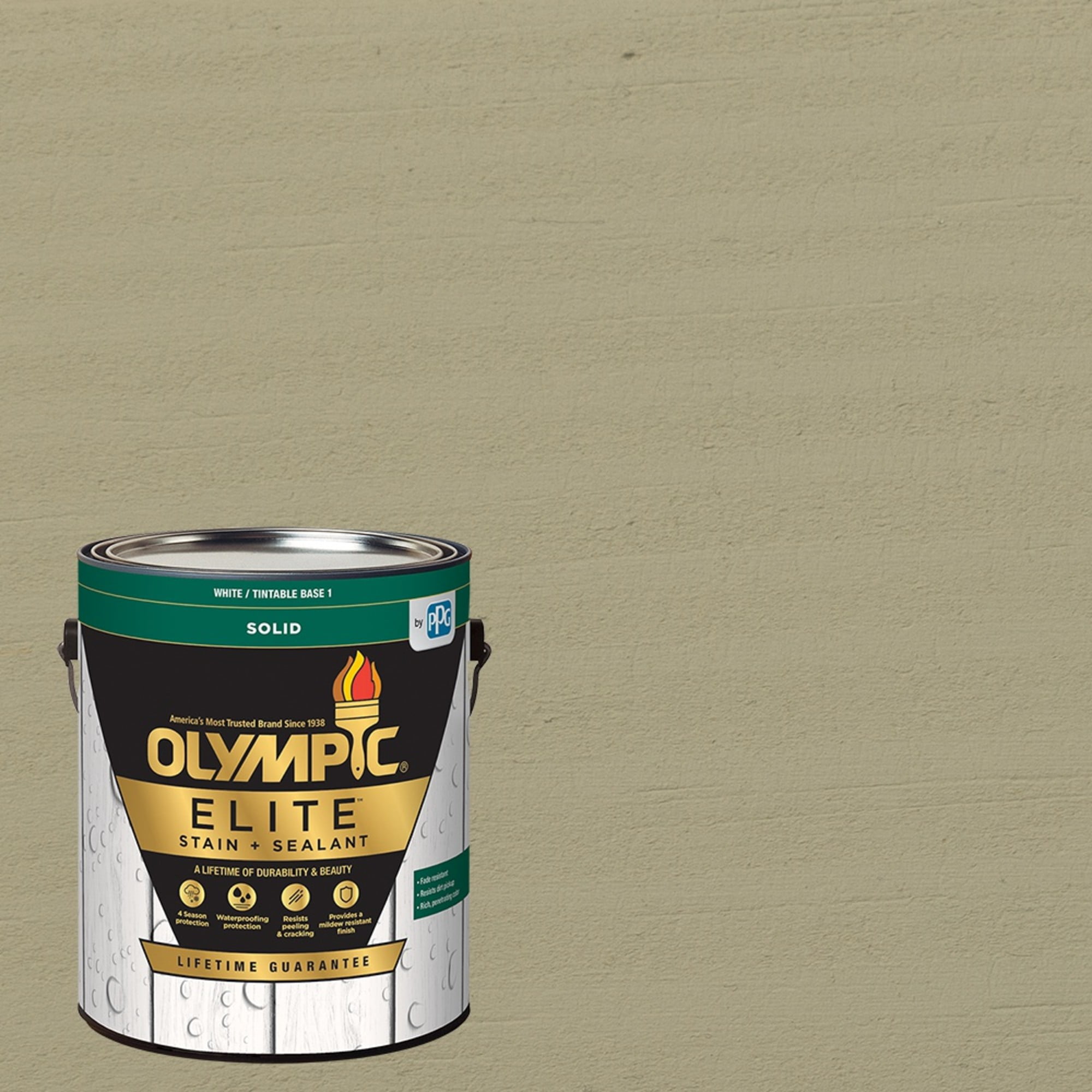 Olympic Elite 1 Gallon SC-1071 Sandstone Solid Advanced Exterior Stain ...