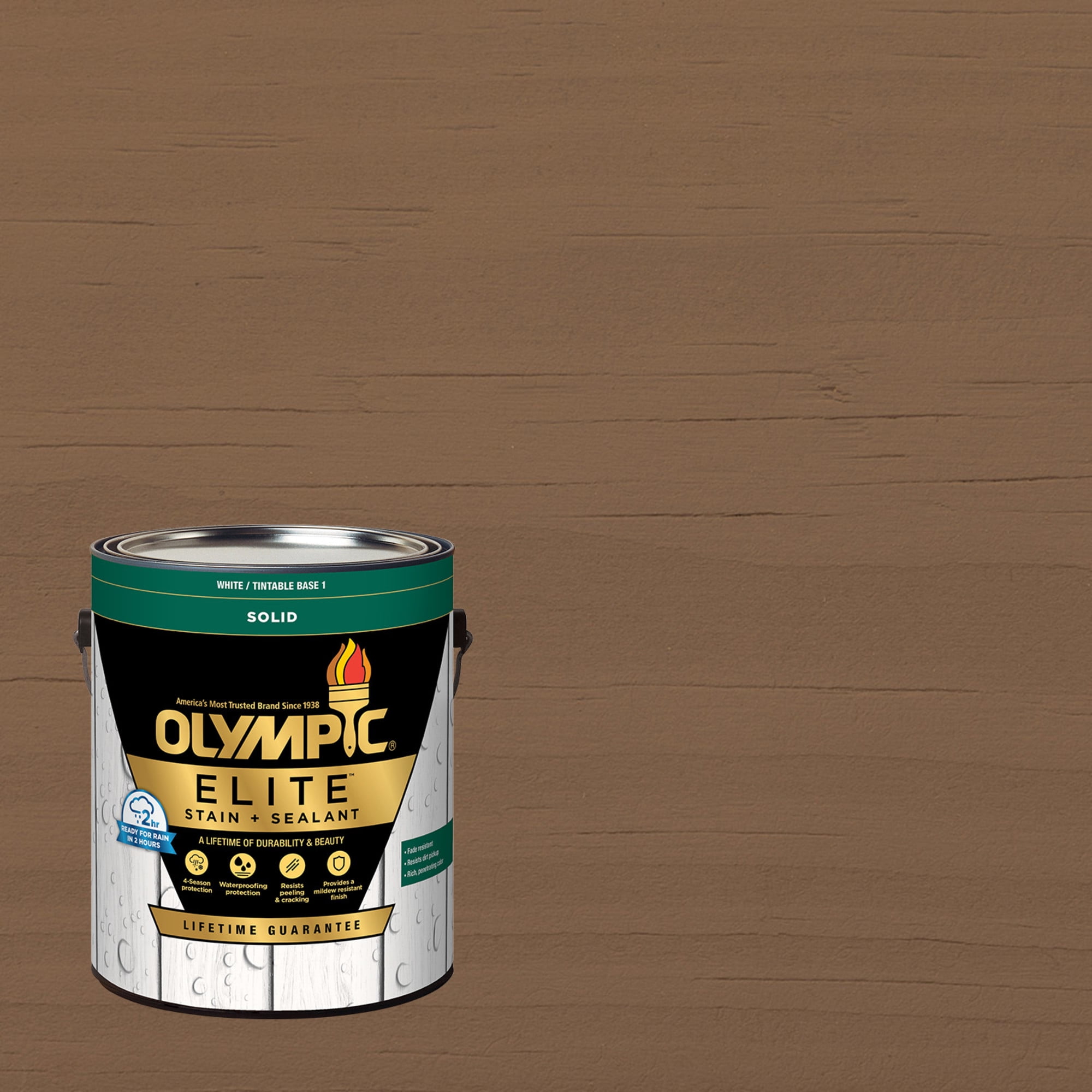 Olympic Elite 1 Gallon SC-1082 Tanglewood Solid Advanced Exterior Stain and Sealer in One ...