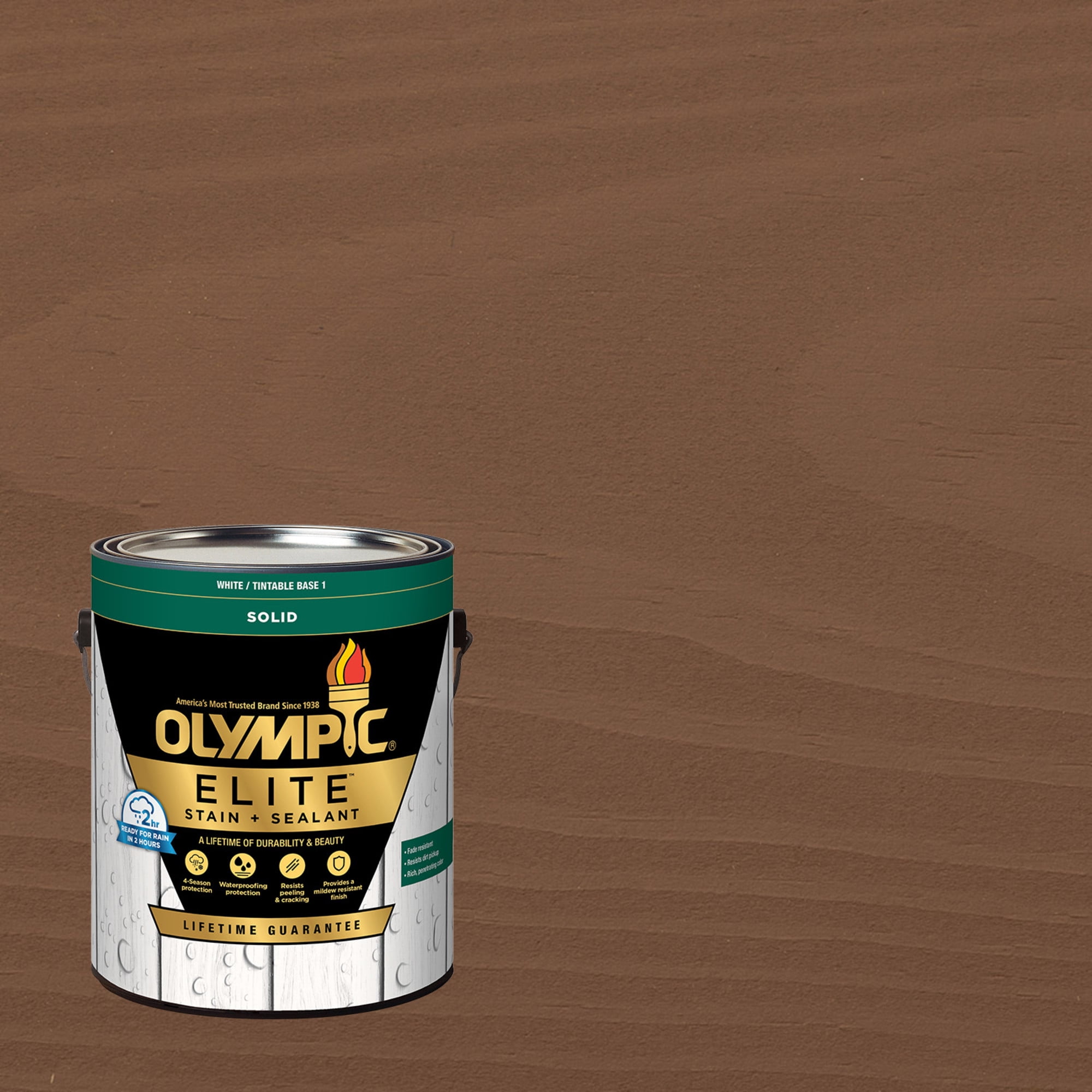 Olympic Elite 1 Gallon SC-1089 Woodchuck Solid Advanced Exterior Stain ...