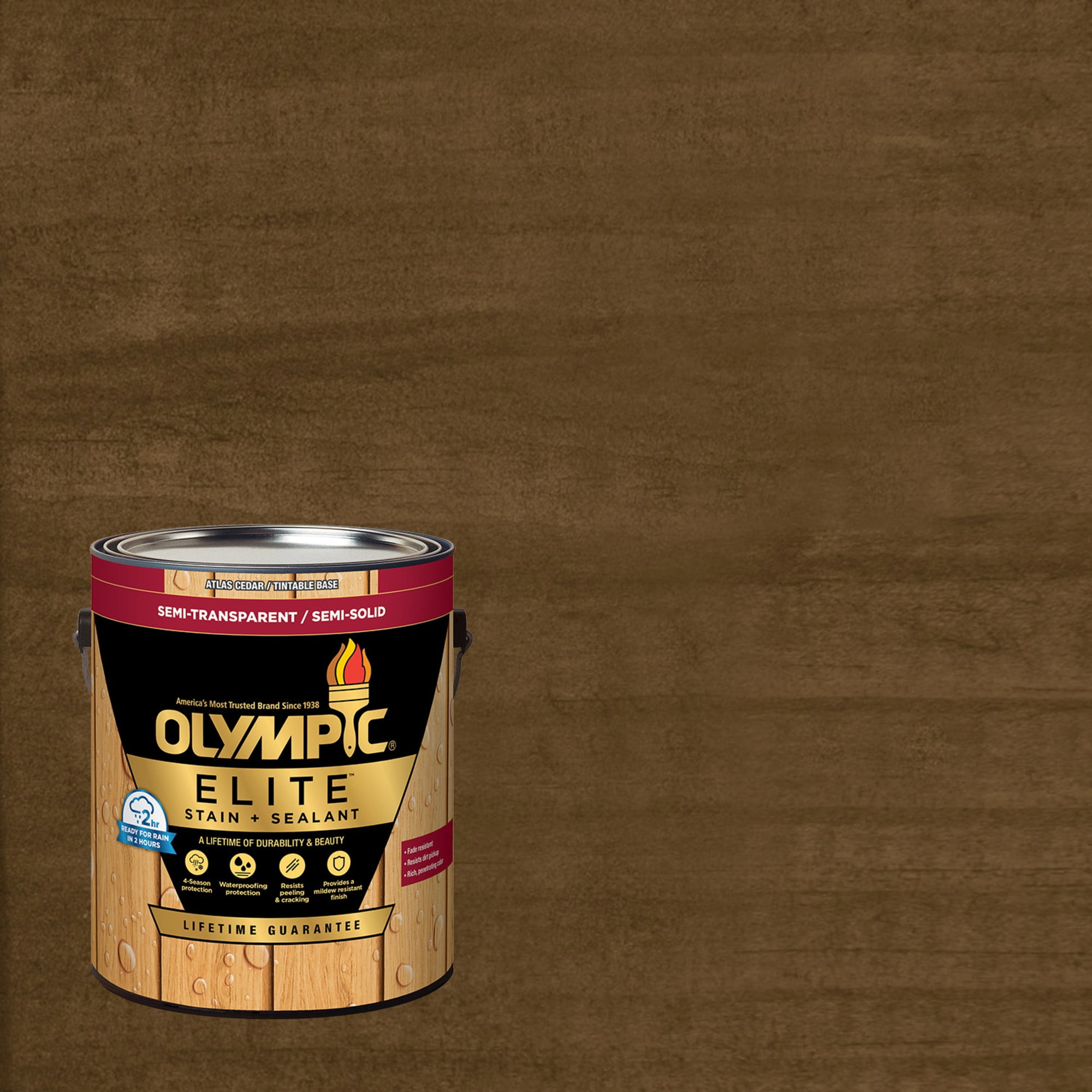 Olympic Elite 1 Gallon ST-2012 Dark Oak Semi-Transparent Exterior Stain ...