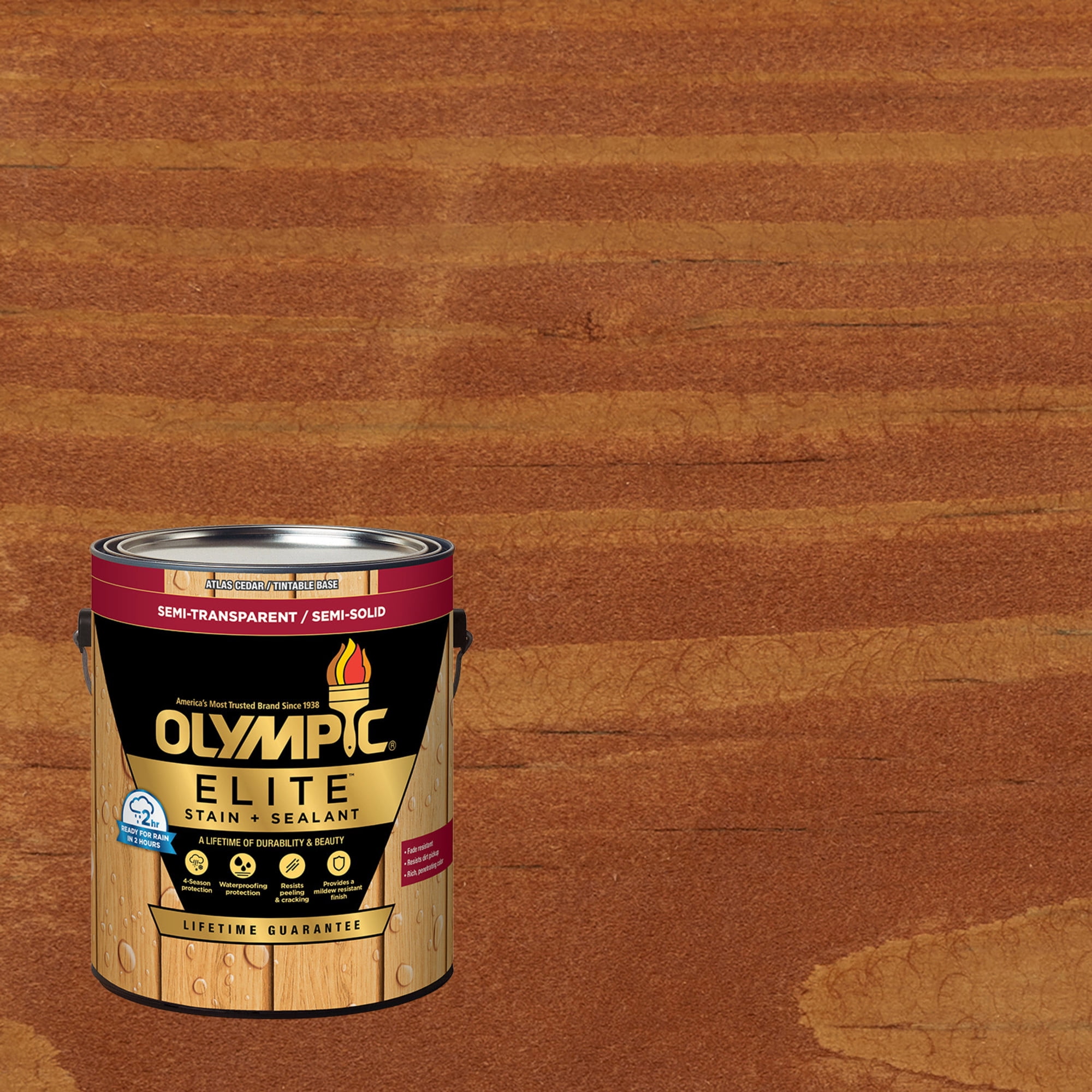 Olympic Elite 1 Gallon ST-2020 Redwood Semi-Transparent Exterior Stain ...