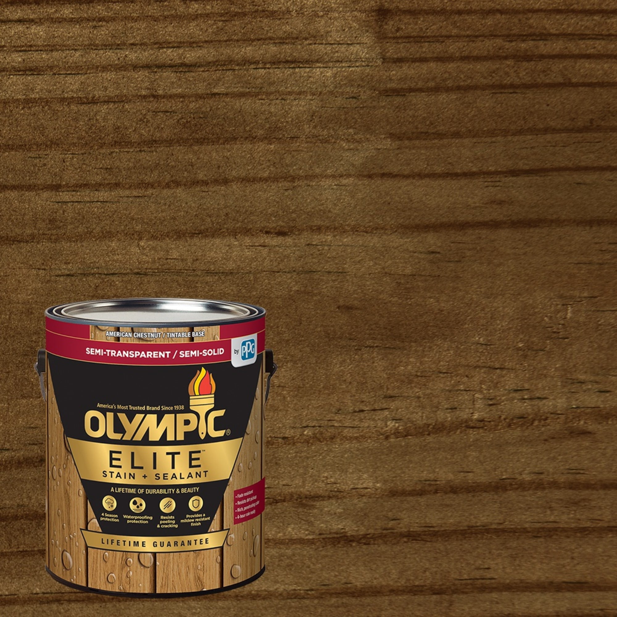 Olympic Elite 1 Gallon ST-2002 Black Walnut Semi-Transparent Exterior ...