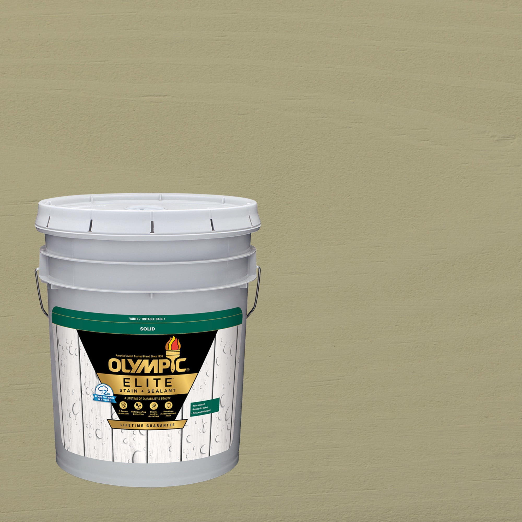 Olympic Elite 5 Gallons SC-1017 Vanilla Bean Solid Advanced Exterior Stain and Sealer in One ...