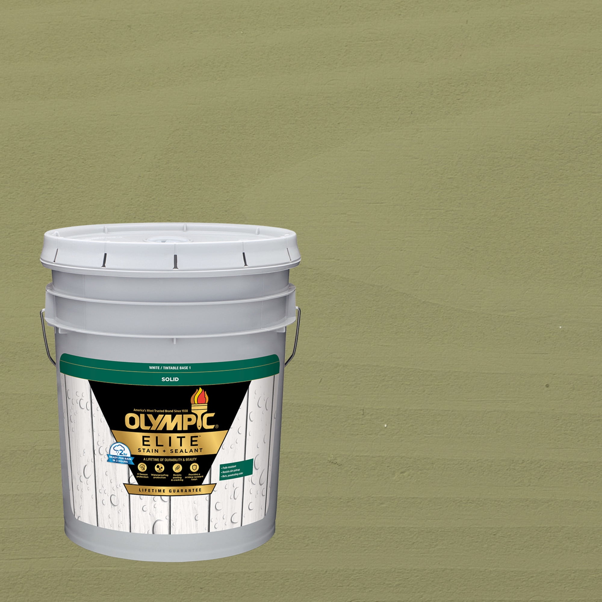 Olympic Elite 5 Gallons SC-1043 Gray Jade Solid Advanced Exterior Stain ...