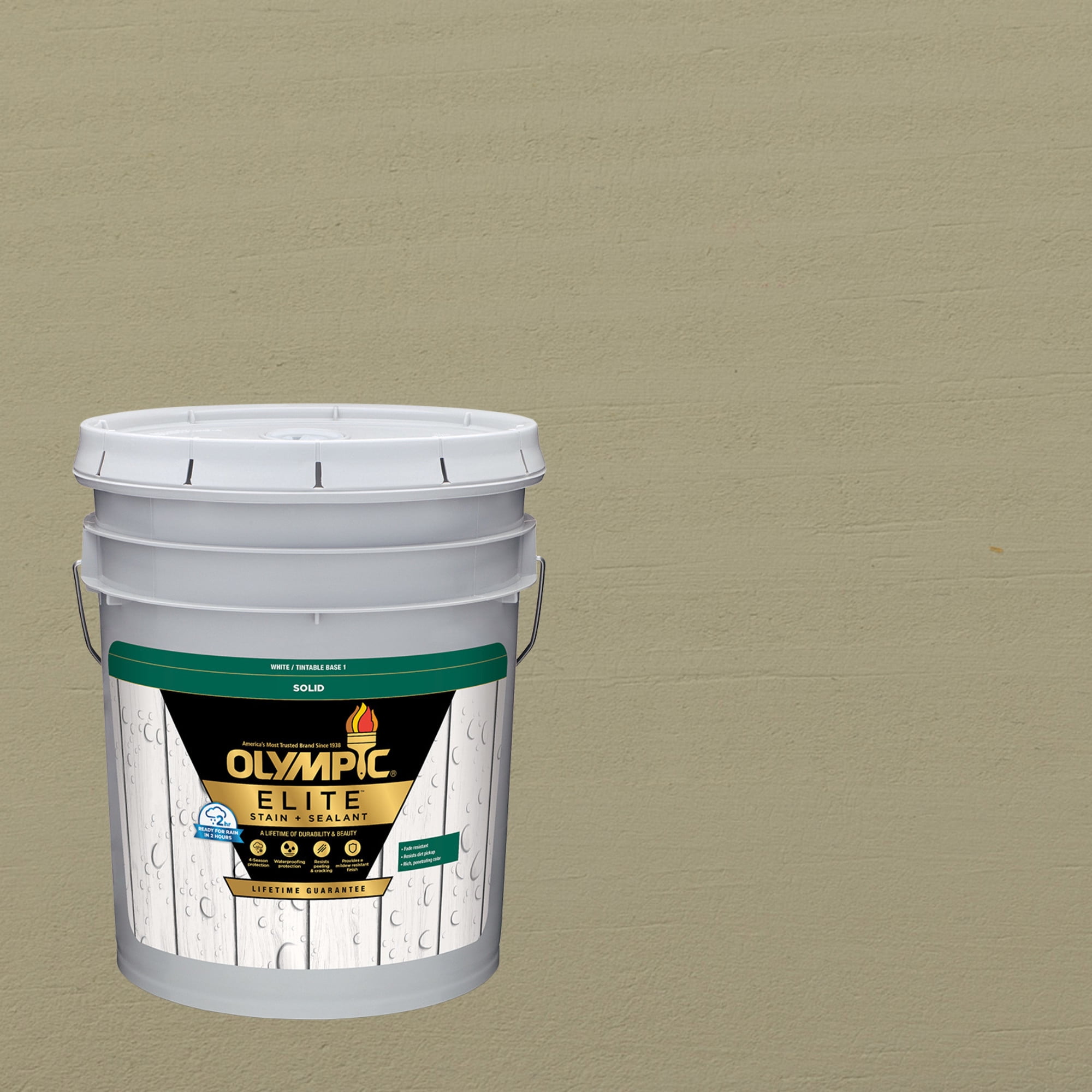 Olympic Elite 5 Gallons SC-1071 Sandstone Solid Advanced Exterior Stain ...