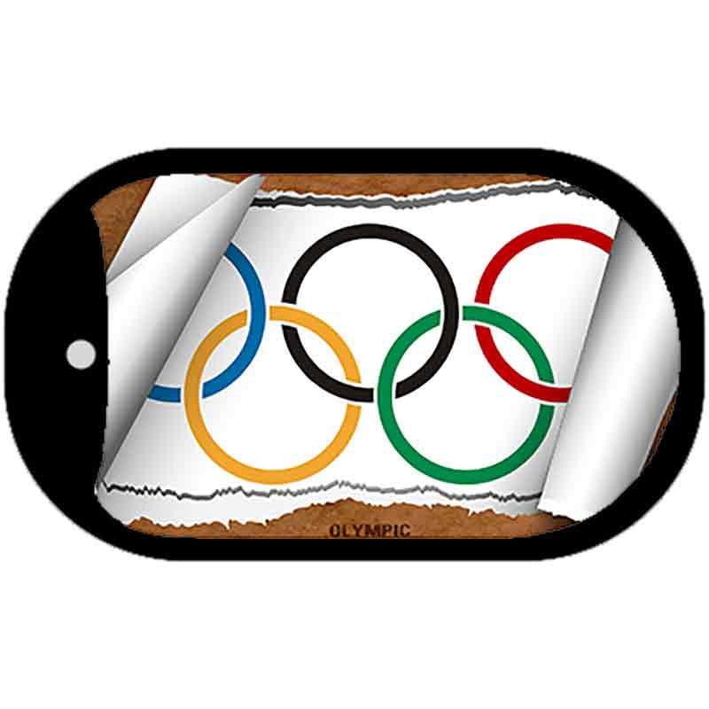 Olympic Flag Scroll Metal Novelty Dog Tag Necklace DT-9258 2" x 1" Dog ...