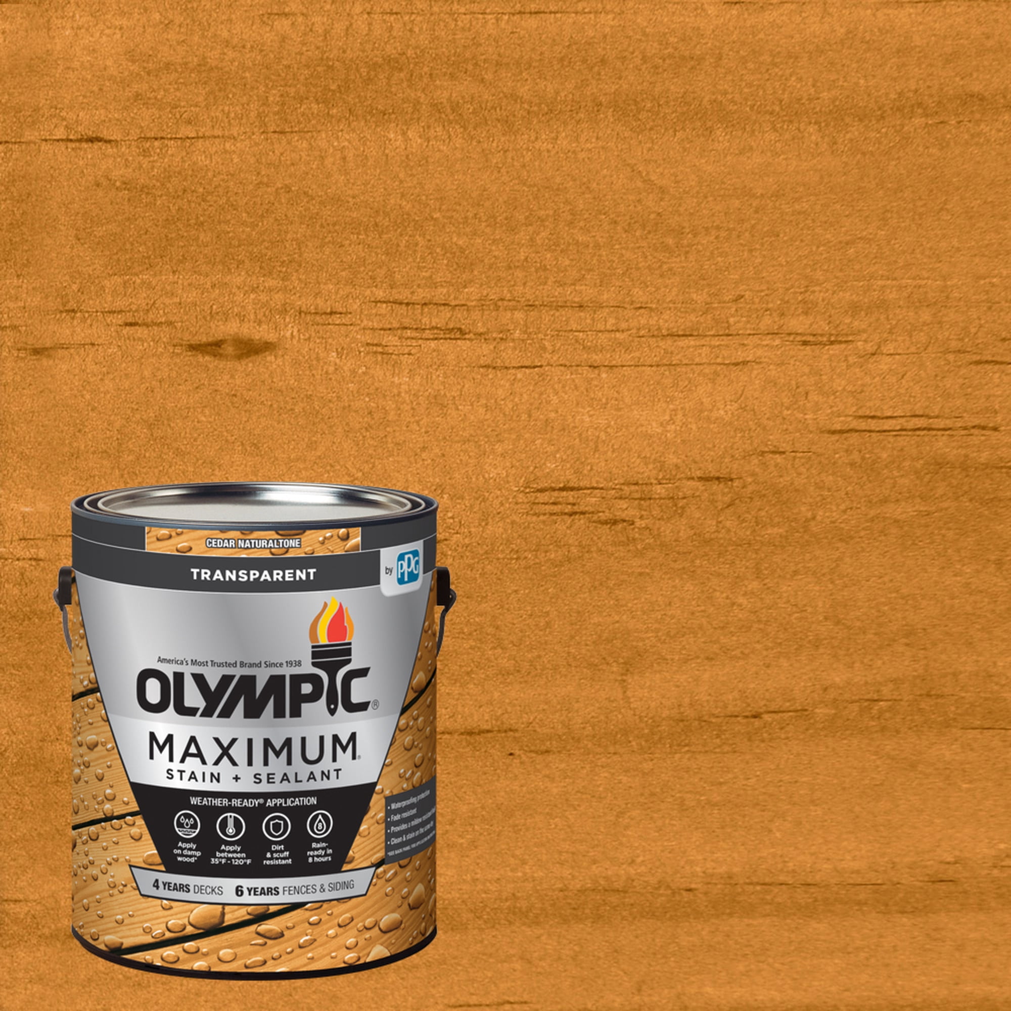 Olympic Maximum 1 Gallon Cedar Transparent Exterior Stain and Sealer in ...