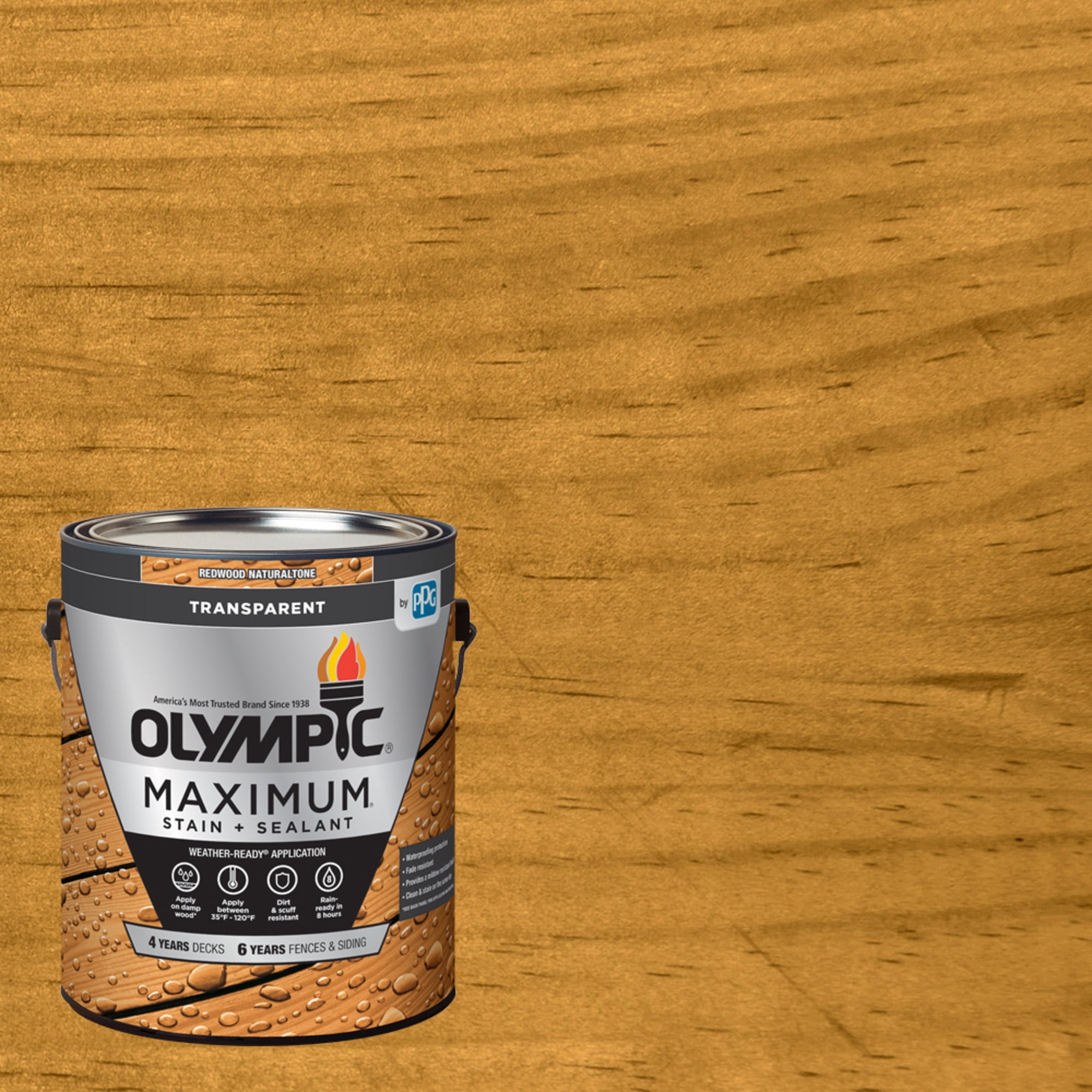 Olympic Maximum 1 Gallon Redwood Transparent Exterior Stain and Sealer ...