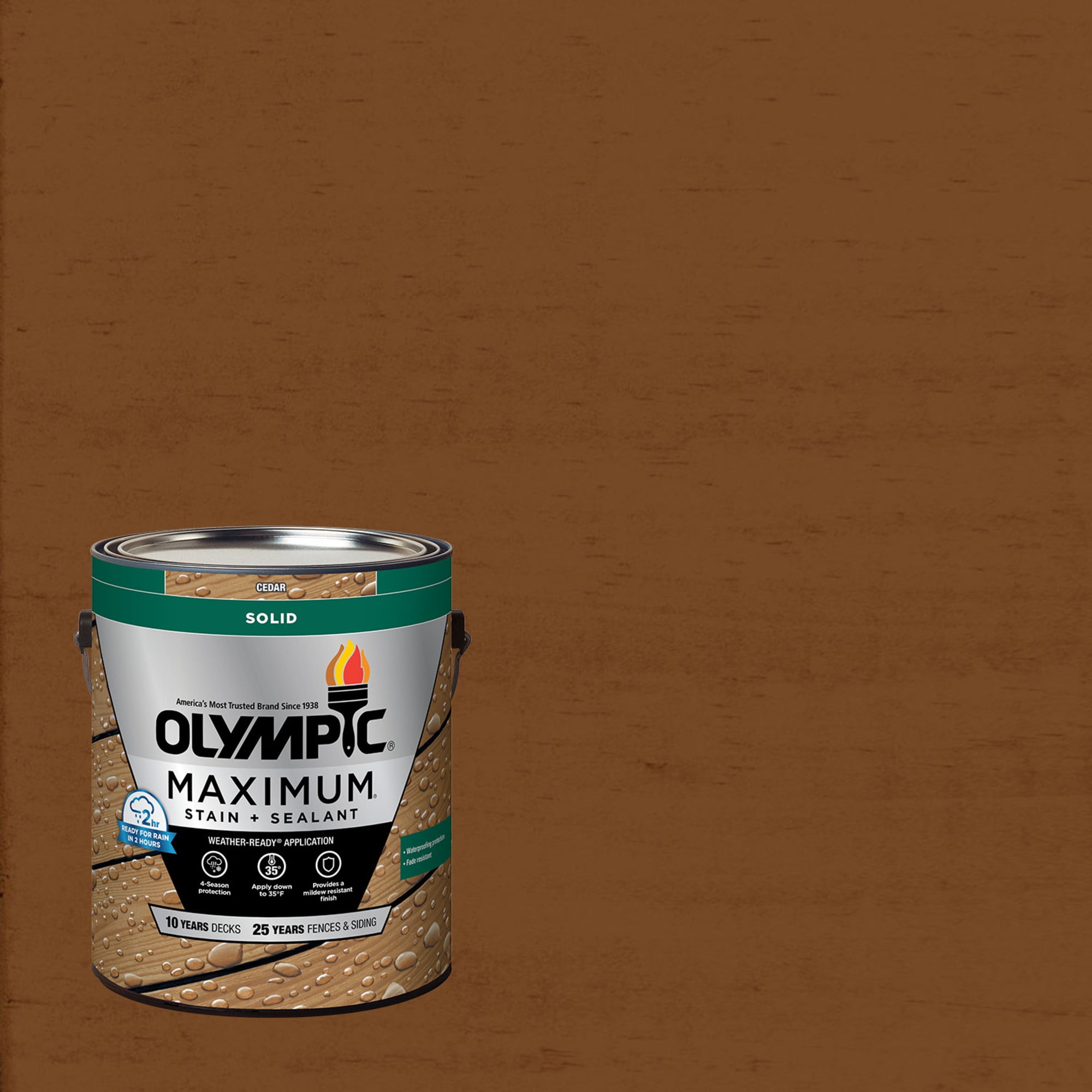 Olympic Maximum 1 Gallon SC-1014 Cedar Solid Color Exterior Stain and ...