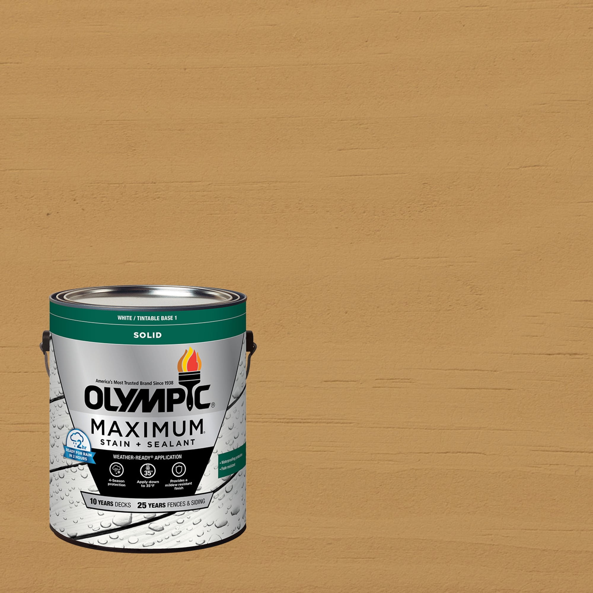 Olympic Maximum 1 Gallon SC-1067 Rawhide Solid Color Exterior Stain and ...