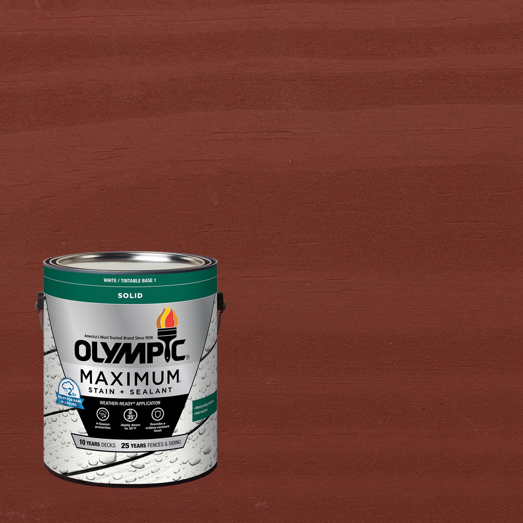 Olympic Maximum 1 Gallon SC-1088 Winning Red Solid Color Exterior Stain ...