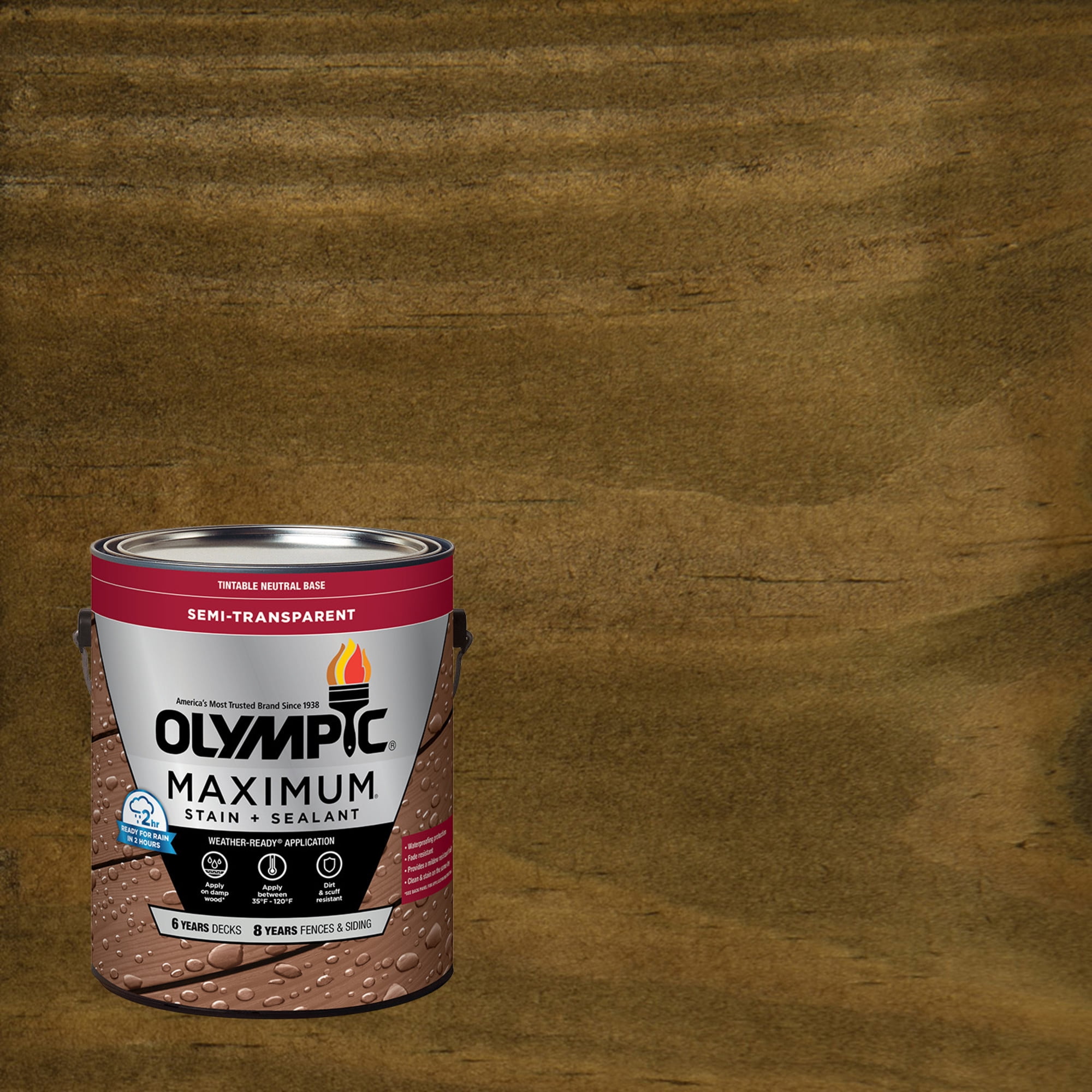 Olympic Maximum 1 Gallon ST-2001 Black Oak Semi-Transparent Exterior ...