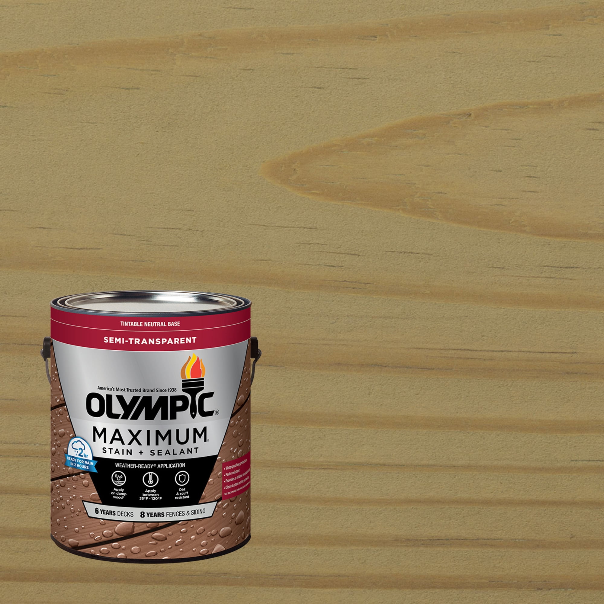 Olympic Maximum 1 Gallon ST-2004 Cape Cod Gray Semi-Transparent Exterior Stain and Sealer in One ...