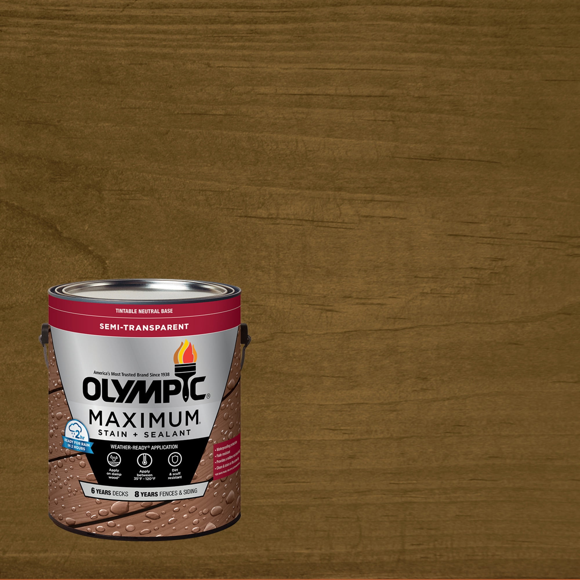 Olympic Maximum 1 Gallon ST-2016 Light Mocha Semi-Transparent Exterior ...