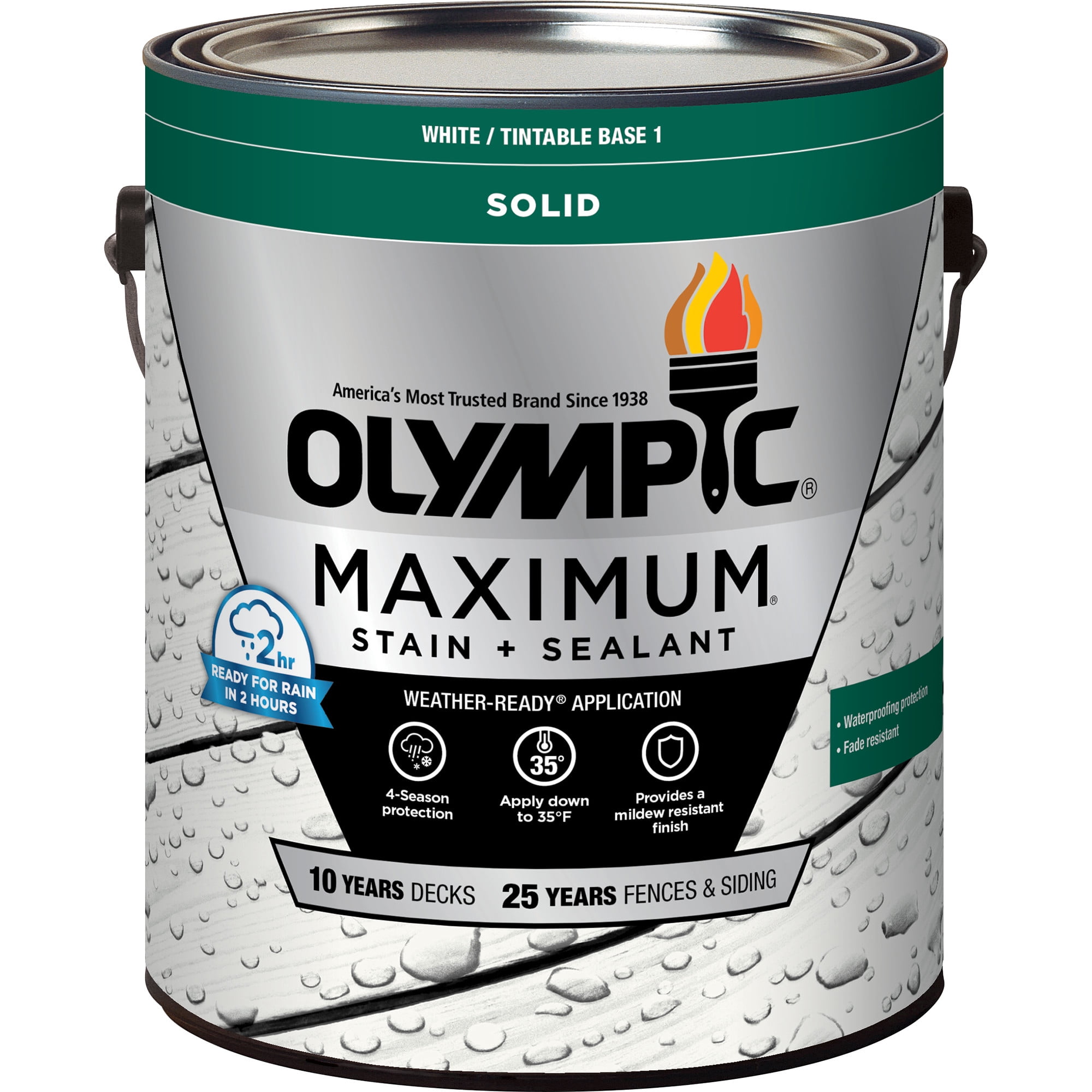 Olympic Maximum 1 Gallon White/Base 1 Solid Color Exterior Stain and ...