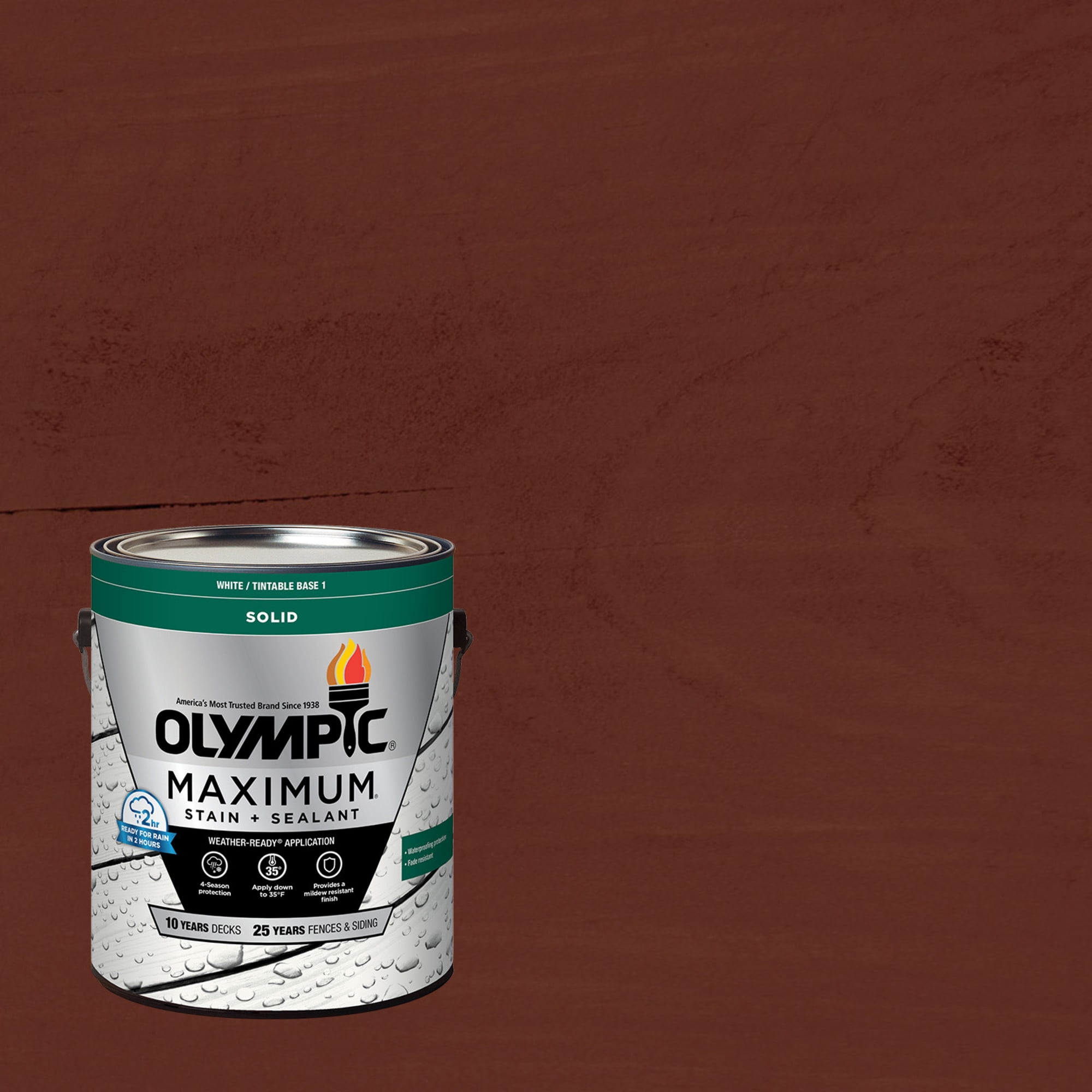 Olympic Maximum 1 GallonSC-1052 Deep Redwood Solid Color Exterior Stain ...