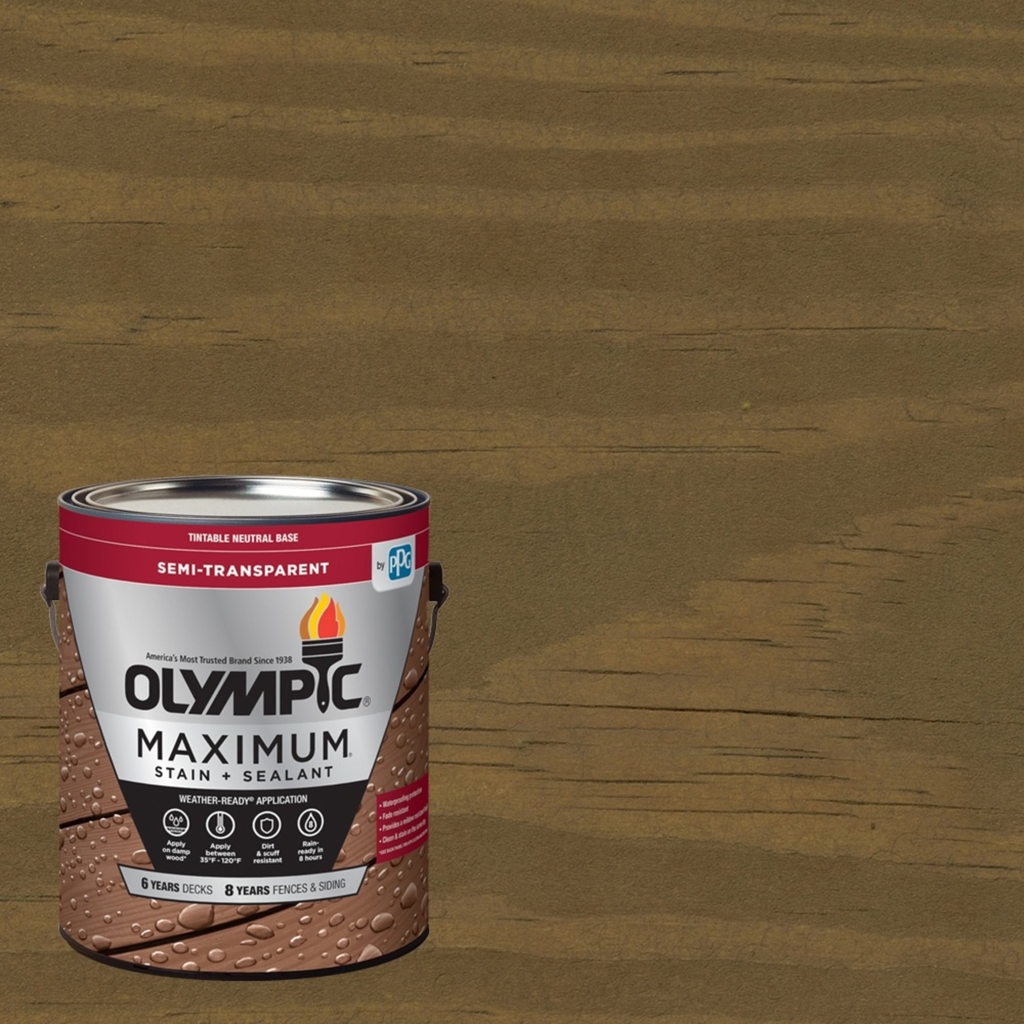 Olympic Maximum 1 GallonST-2009 Dark Ash Semi-Transparent Exterior ...