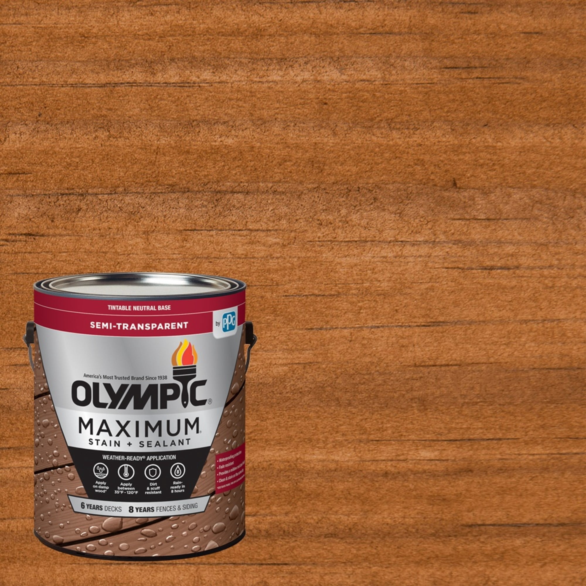 Olympic Maximum 1 GallonST-2023 Rustic Cedar Semi-Transparent Exterior ...