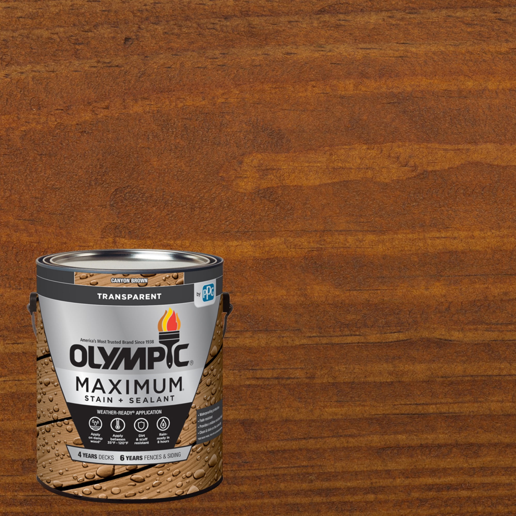 Olympic Maximum 1 Gallon Canyon Brown Transparent Exterior Stain and ...