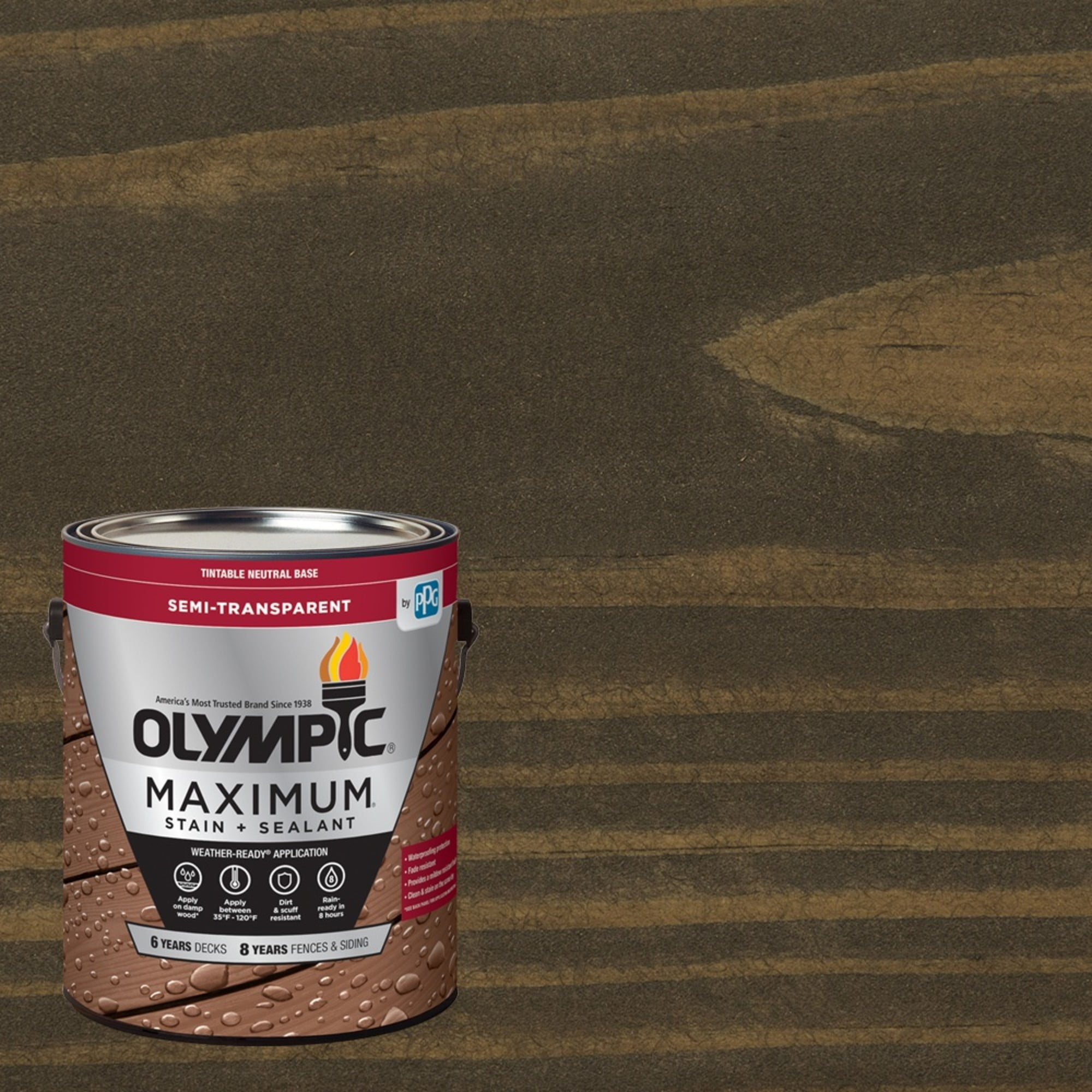 Olympic Maximum 1 Gallon Cinder Semi-Transparent Exterior Stain and ...