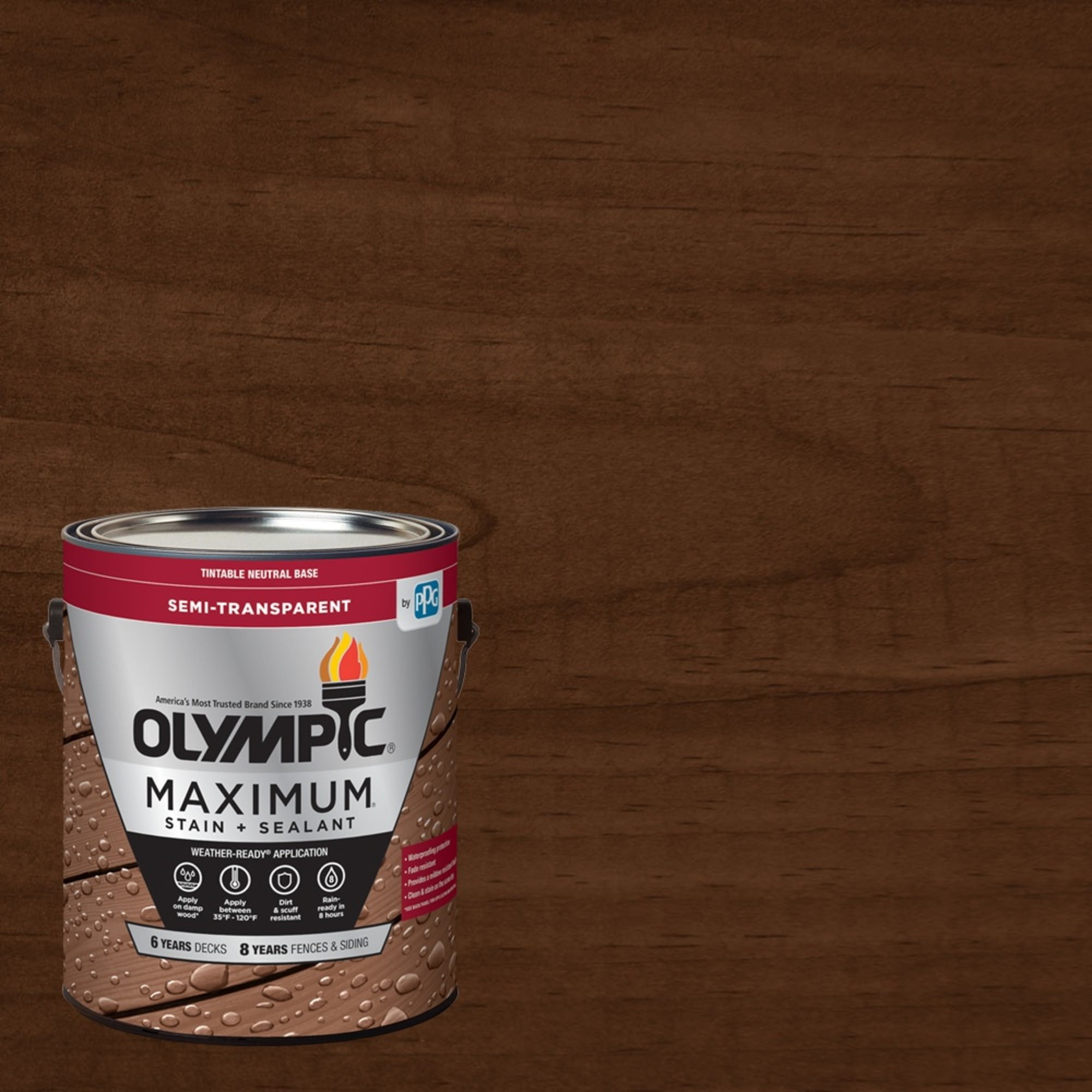 Olympic Maximum 1 Gallon Clove Brown Semi-Transparent Exterior Ready to ...