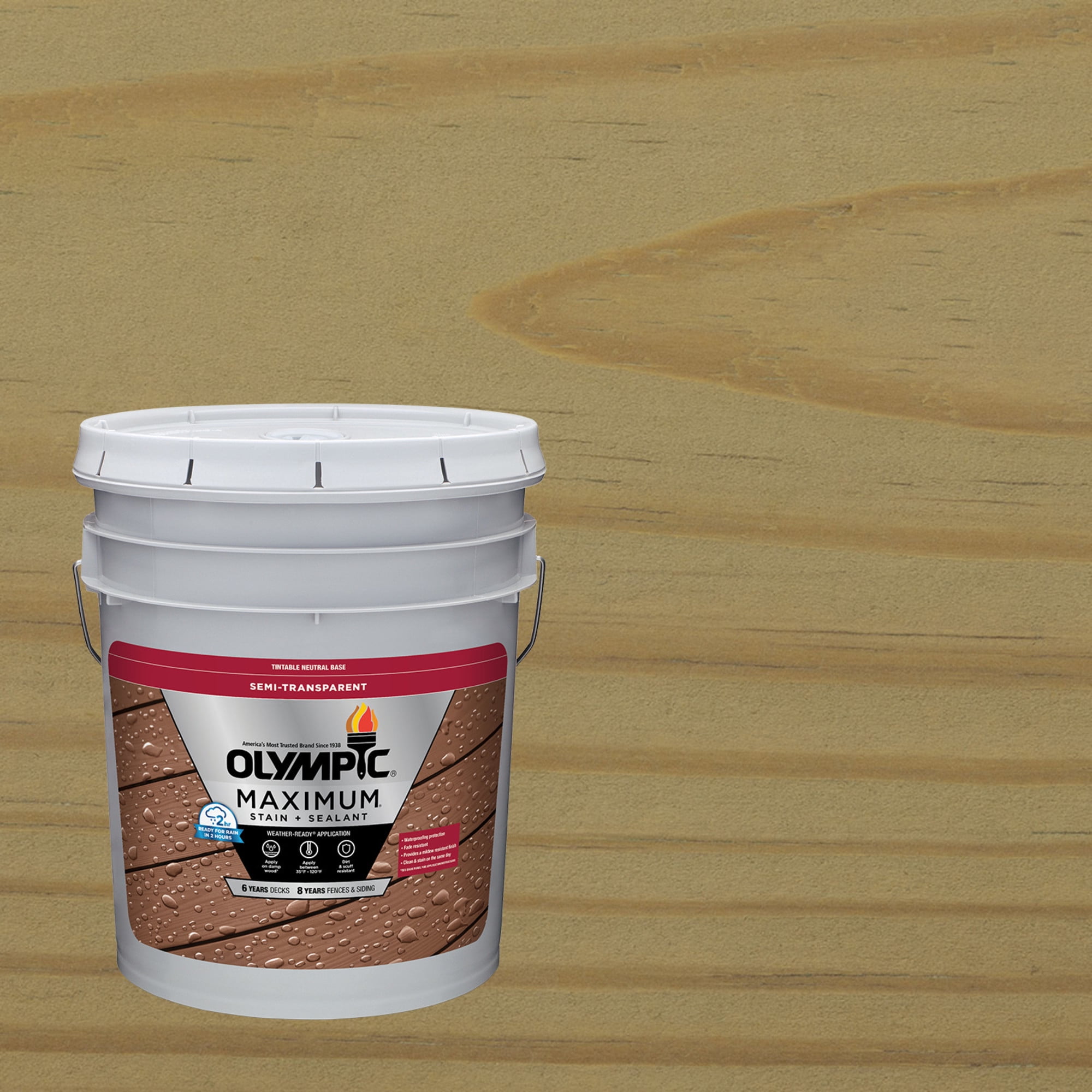 Olympic Maximum 5 Gallons ST-2004 Cape Cod Gray Semi-Transparent Exterior Stain and Sealer in ...