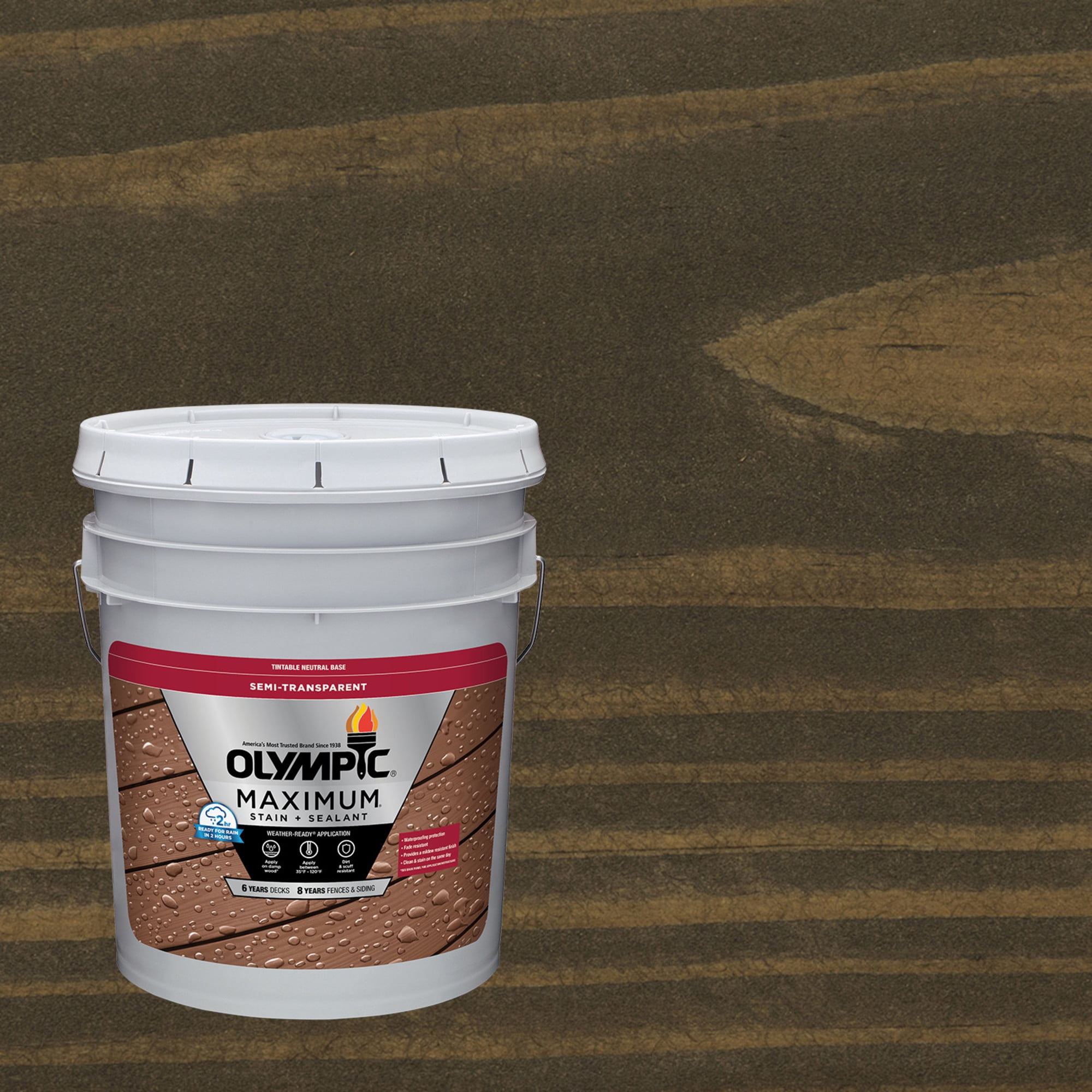 Olympic Maximum 5 Gallons ST-2007 Cinder Semi-Transparent Exterior ...