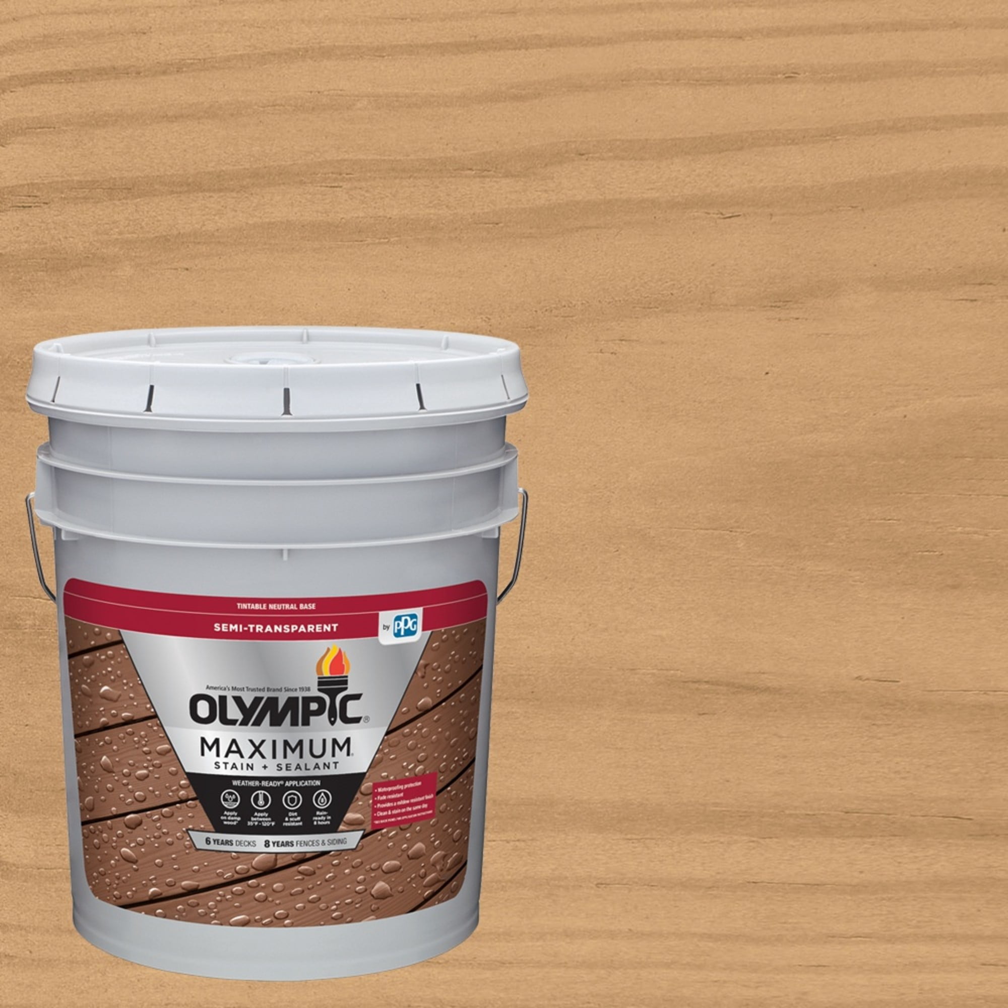 Olympic Maximum 5 Gallons ST-2018 Outside White Semi-Transparent ...