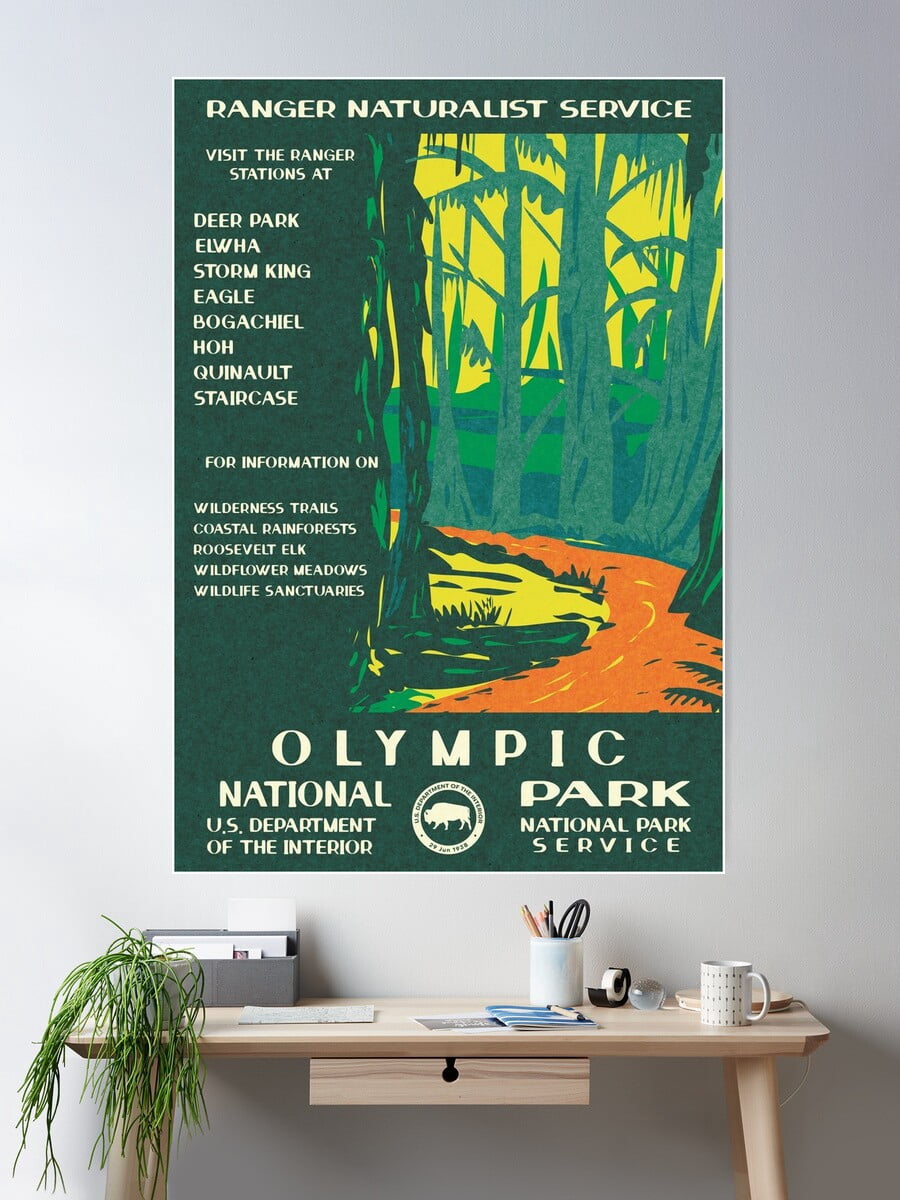 Olympic National Park Hoh Rainforest Vintage Wpa Poster Wall Art Modern ...