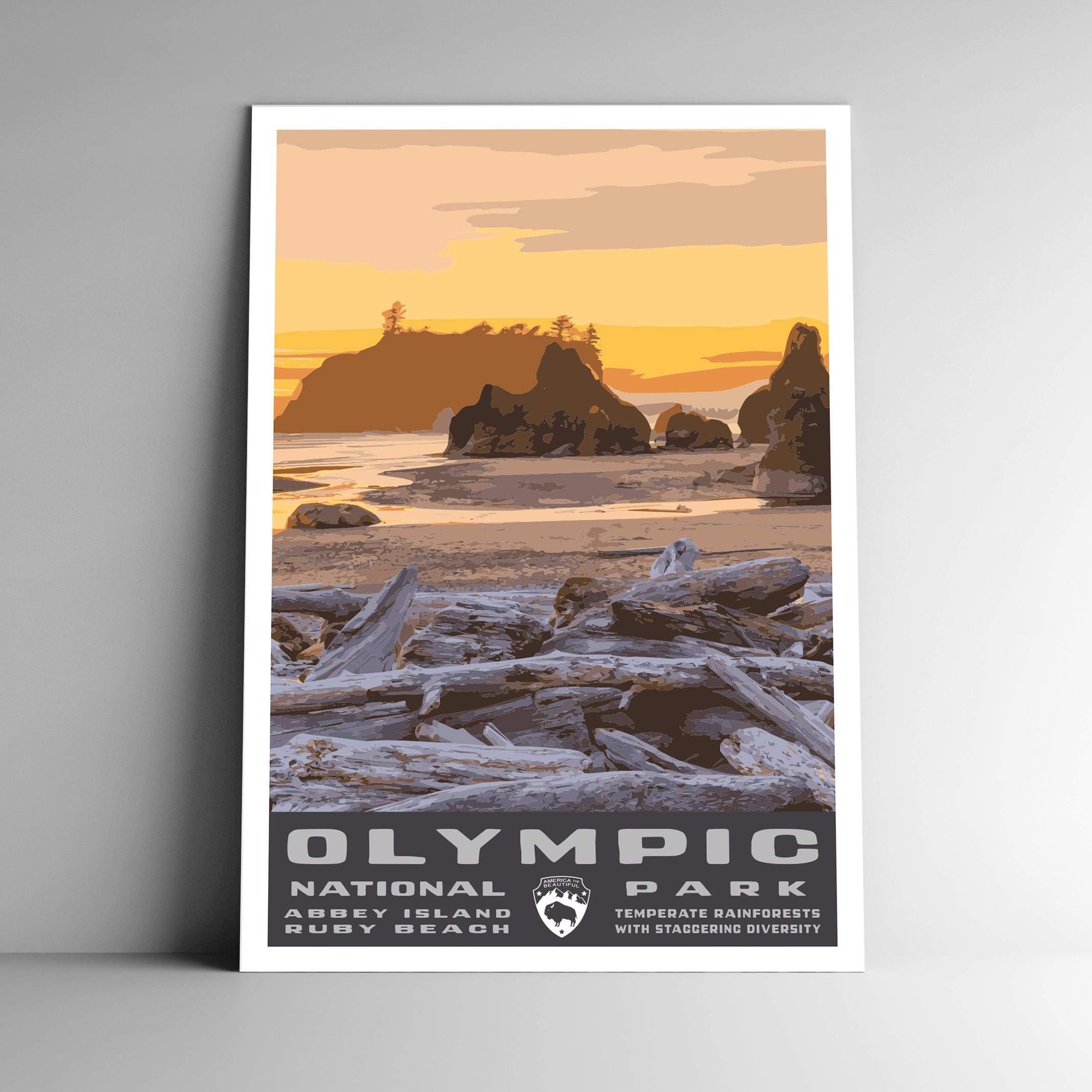 Olympic National Park Vintage Travel Poster / Postcard WPA Style Retro ...