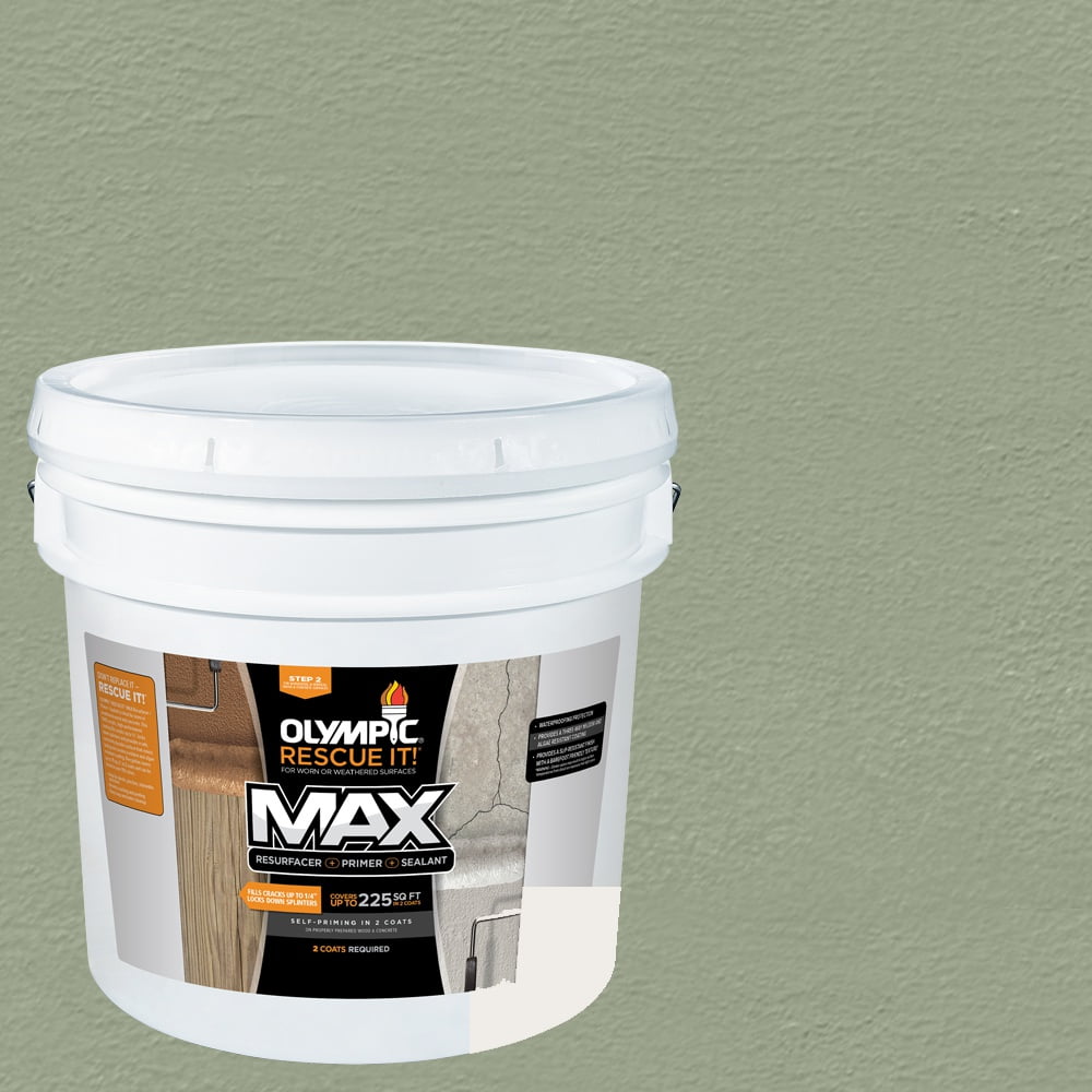 Olympic Rescue It Solid Exterior Deck Resurfacer and Primer with Sealant Silver Lining, 3 Gallon ...
