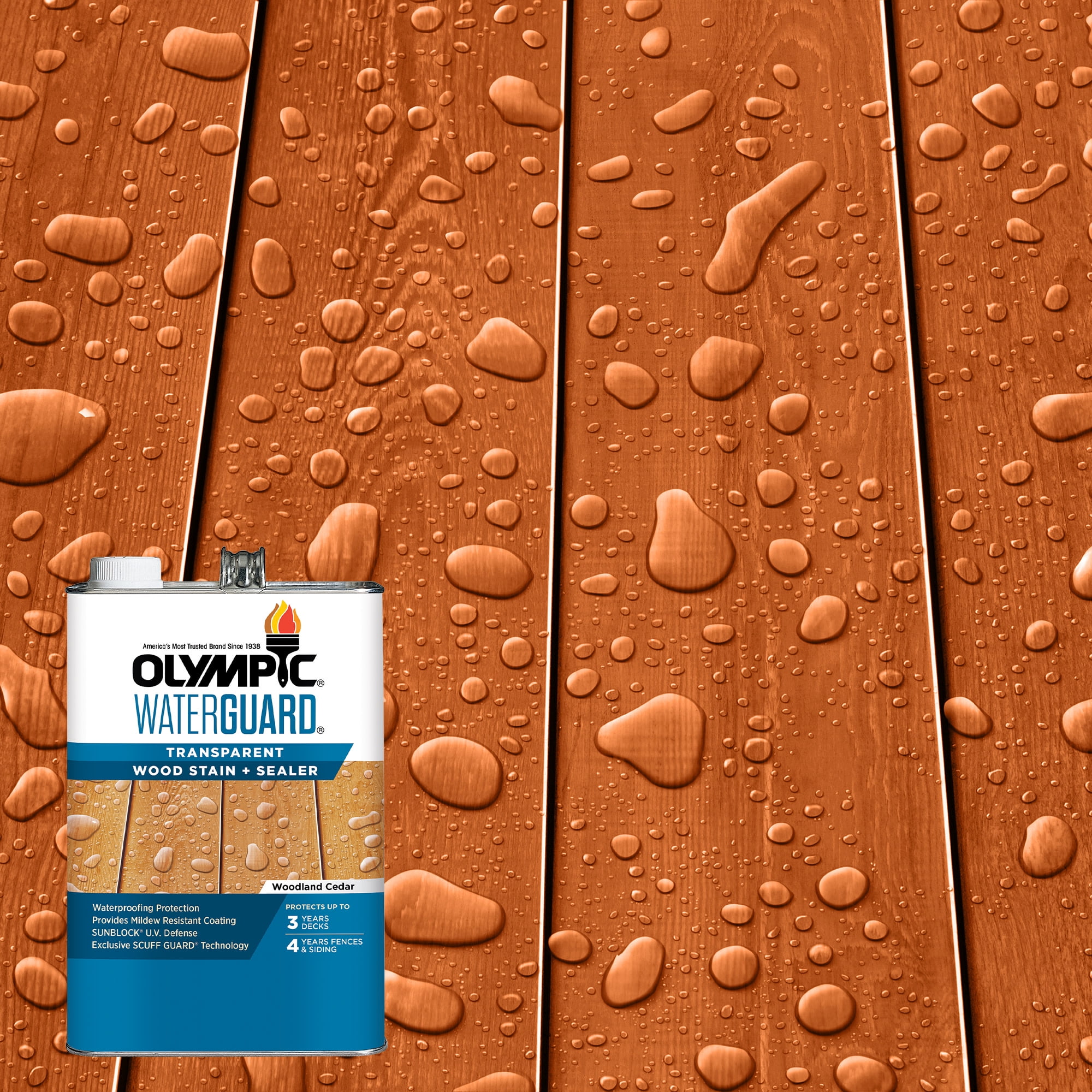 Olympic WaterGuard Waterproofer Deck Fence Sealer Transparent Wood ...