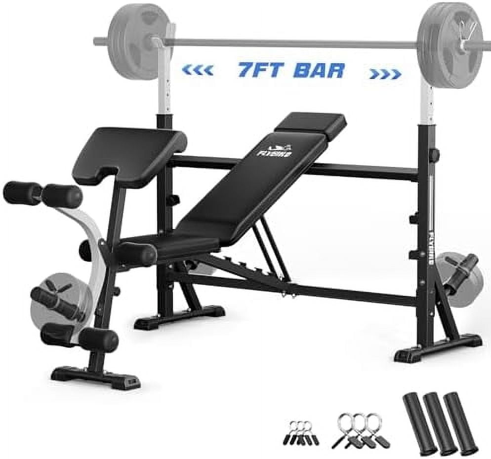 Olympic Weight Bench, Adjustable Bench Press with Squat Rack, Leg ...