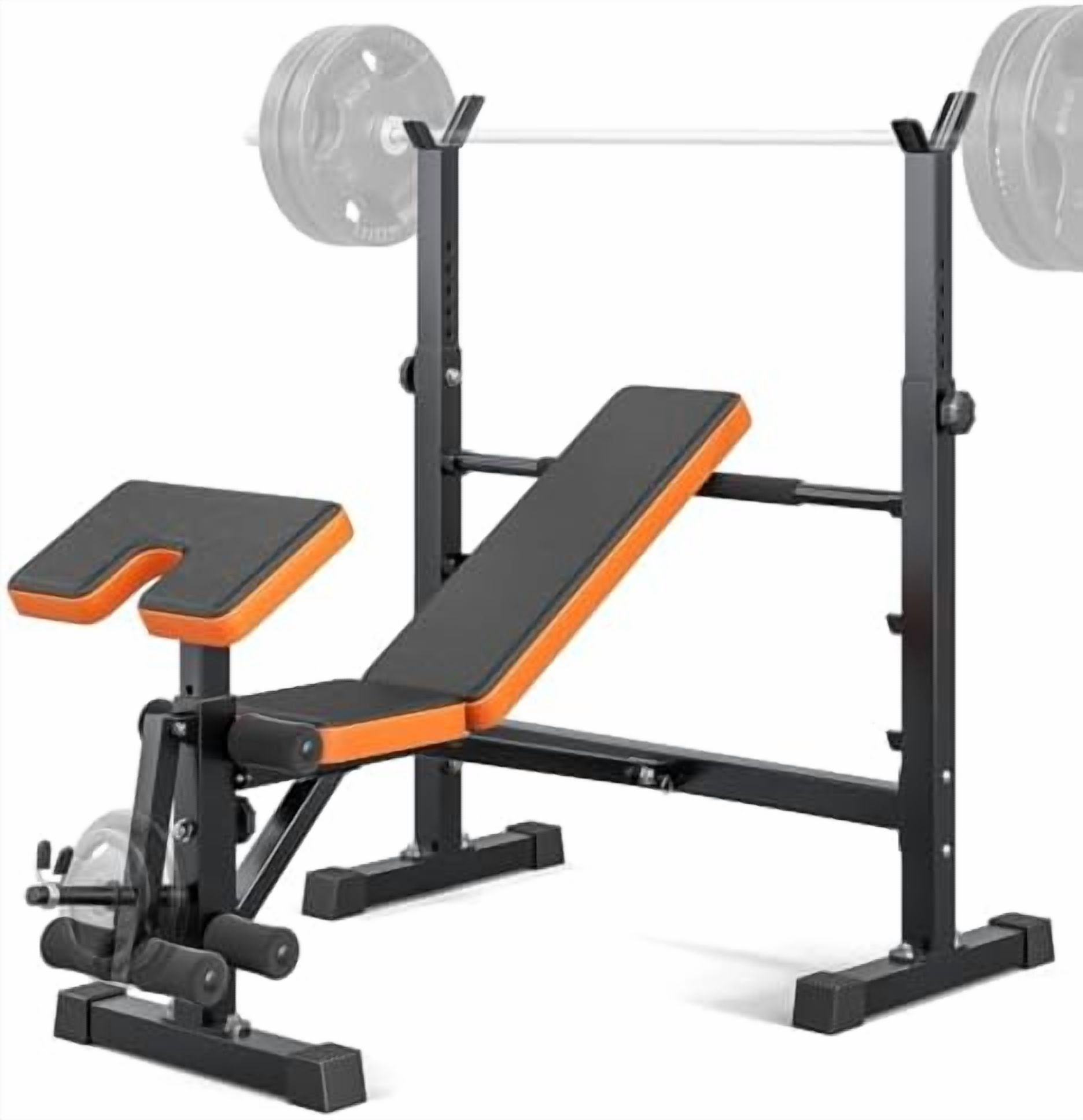 Olympic Weight Bench Set with Squat Rack Adjustable Bench Press with ...