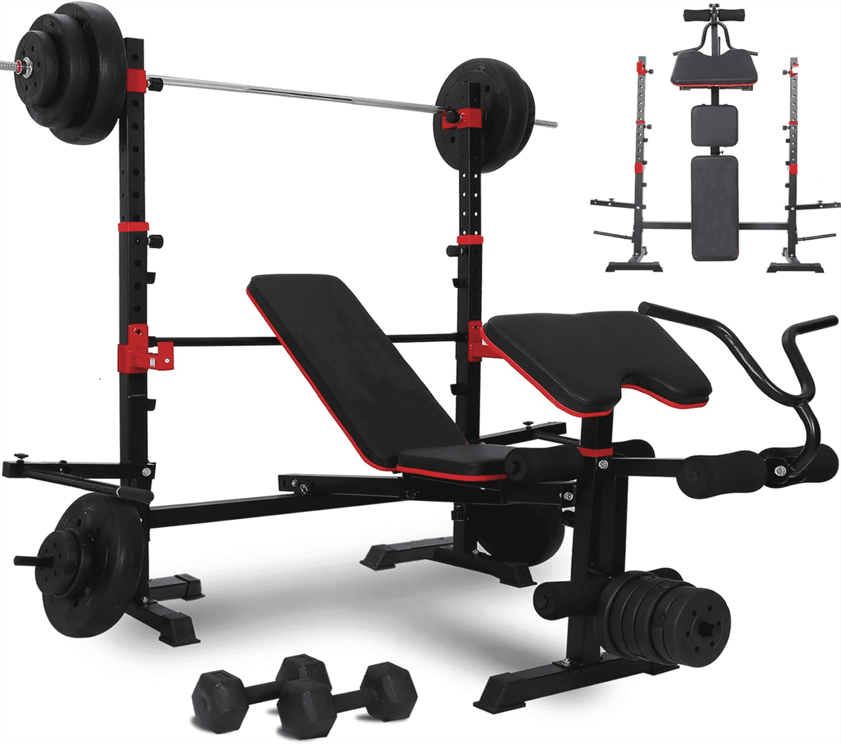 PUATUL 1500LBS 6 IN 1 Olympic Weight Bench Set with Leg Extension/Curl ...