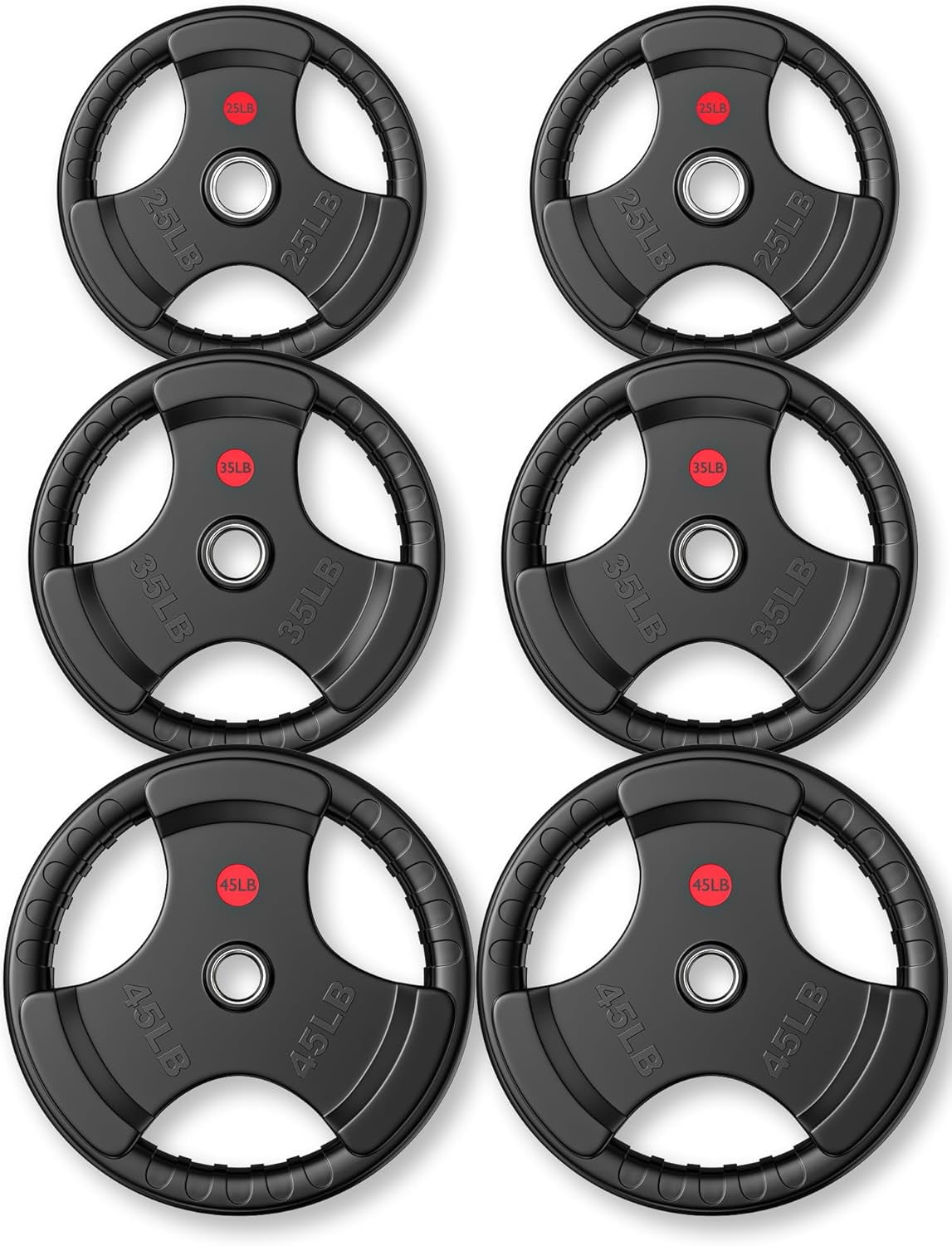 Olympic Weight Plates Set, Rubber-Coated for Quiet Training, Durable ...